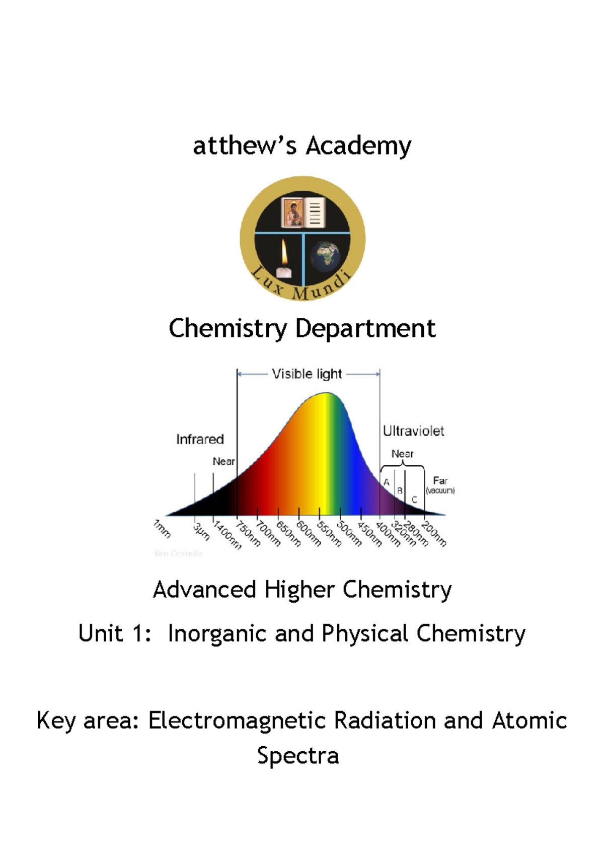 AH Unit 1 Pupil Booklet - Electromagnetic Radiation and Atomic Spectra ...