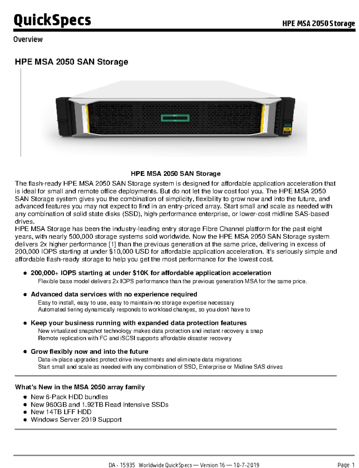 HPE MSA 2050 Storage - daxs - HPE MSA 2050 SAN Storage HPE MSA 2050 SAN ...