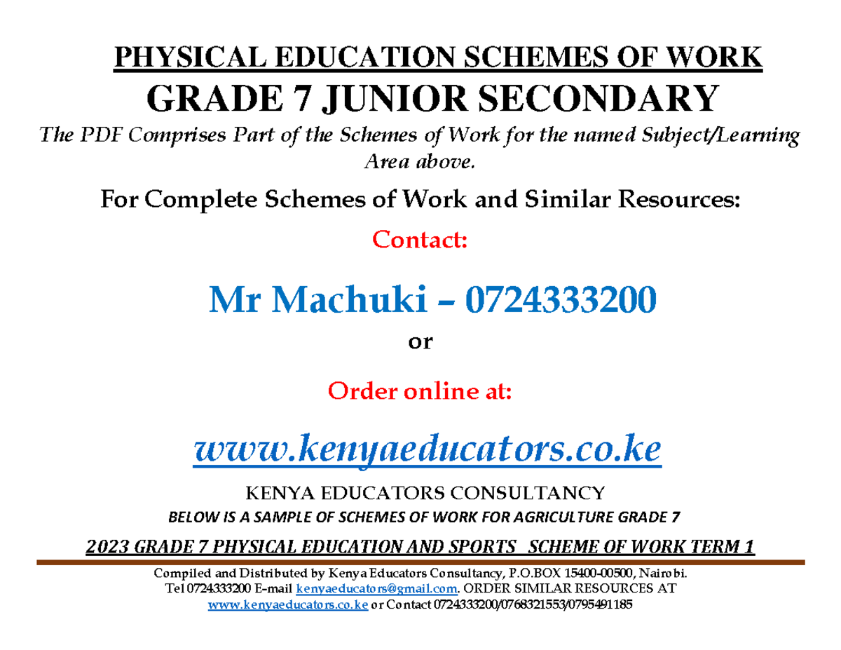 Grade 7 TERM 1 Physical Education Schemes 1 - Compiled and Distributed ...