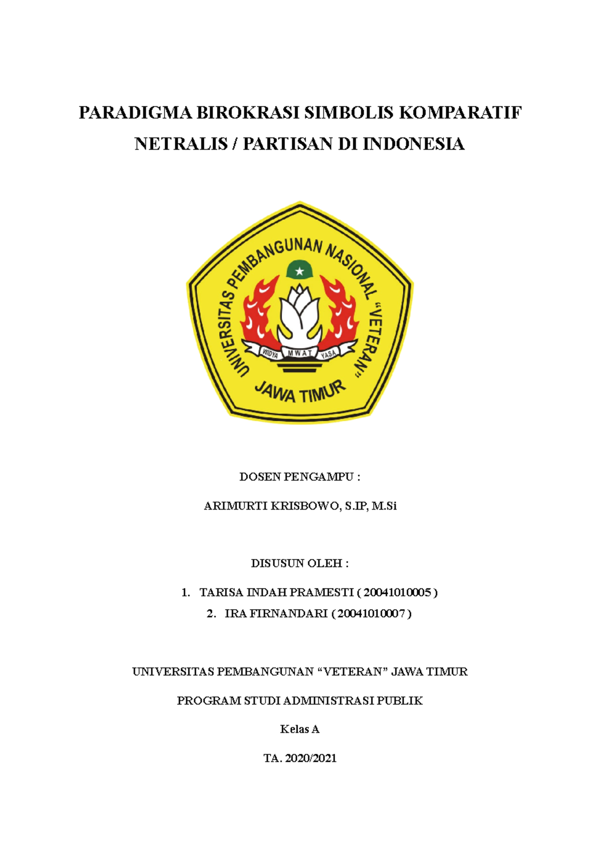 Paradigma Birokrasi Simbolis Komparatif Netralis Partisan DI Indonesia ...