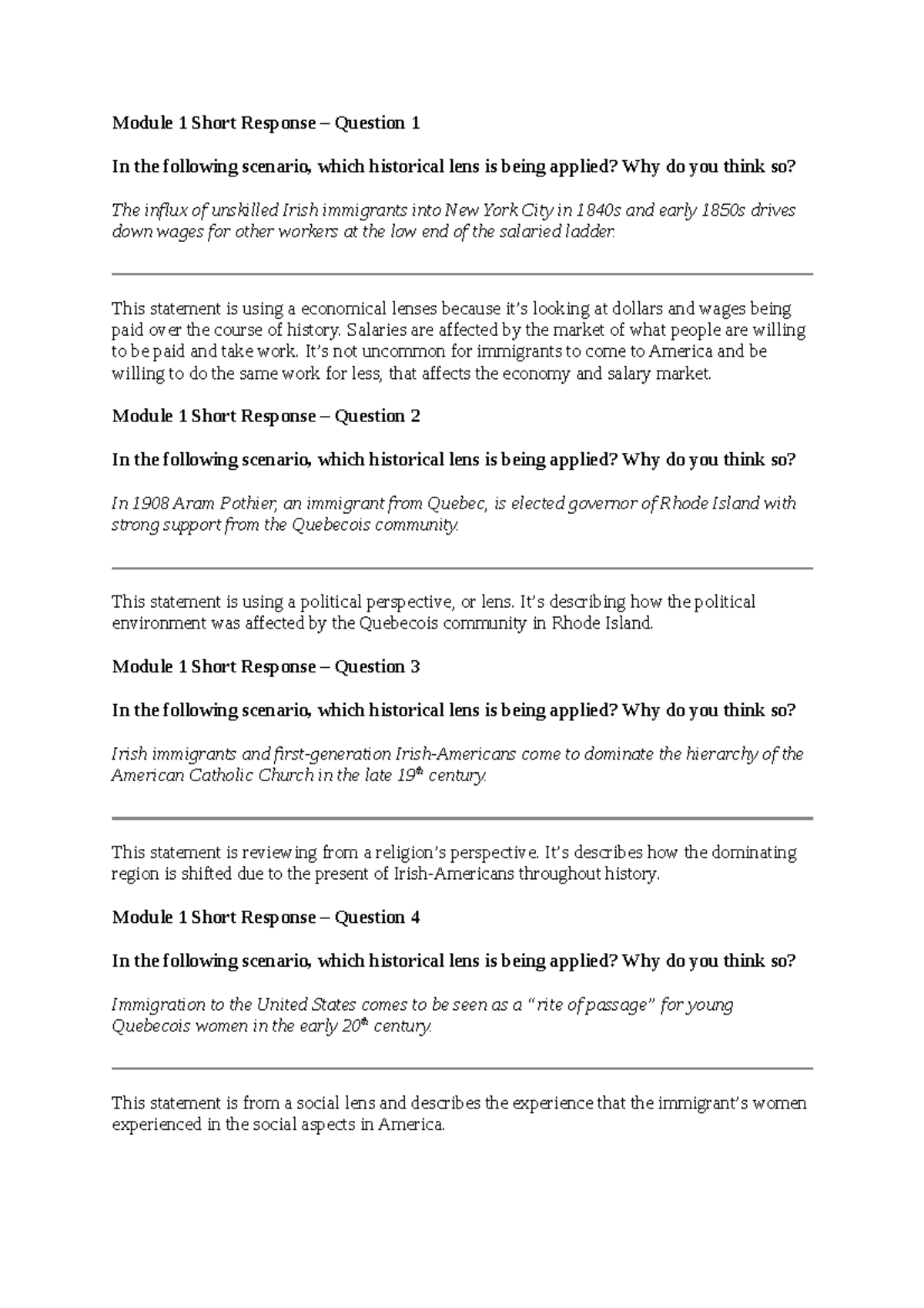 1-2 Module One Short Reponses - Module 1 Short Response – Question 1 In ...