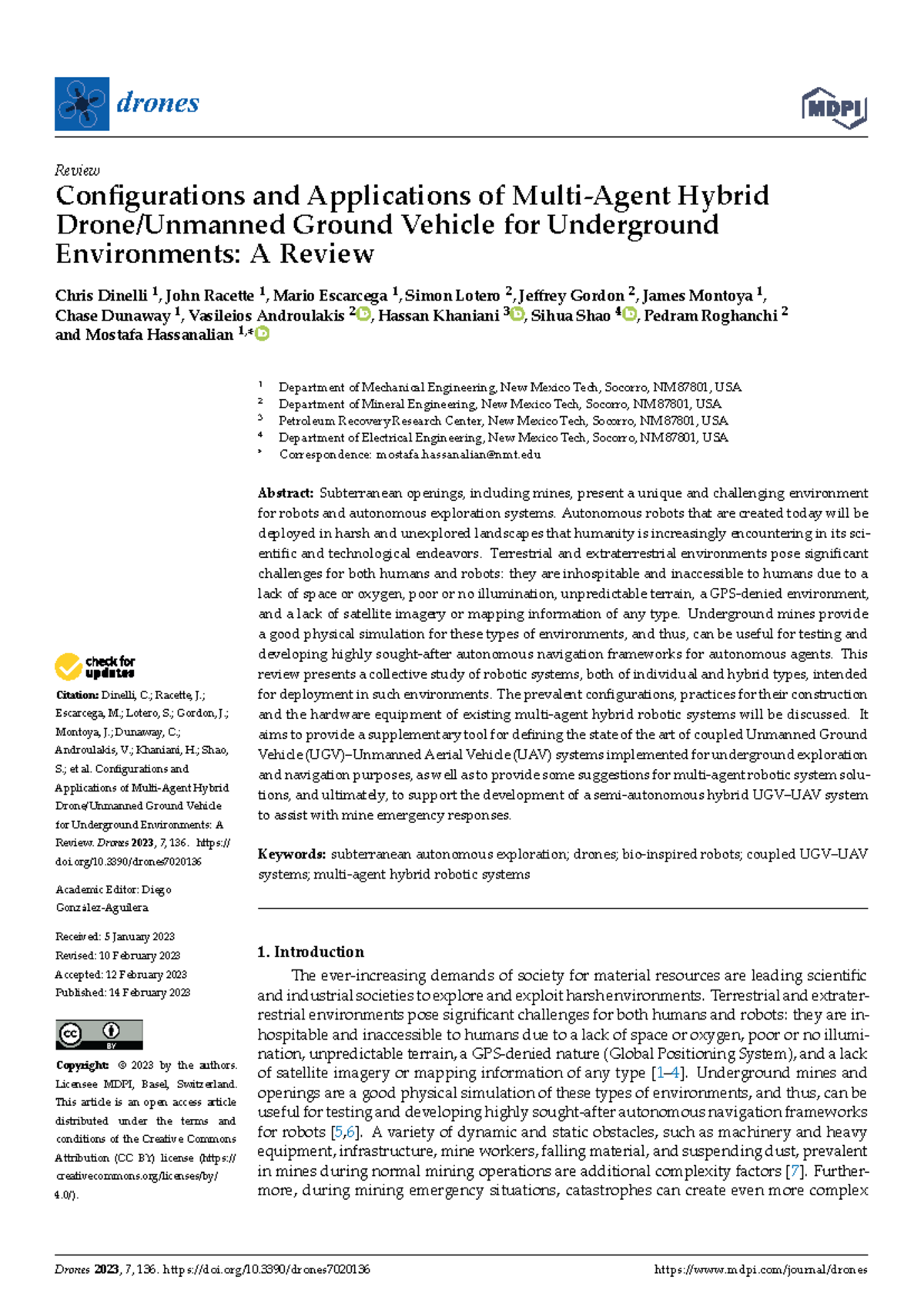 robot swarm of matlab simulation - Citation: Dinelli, C.; Racette, J ...