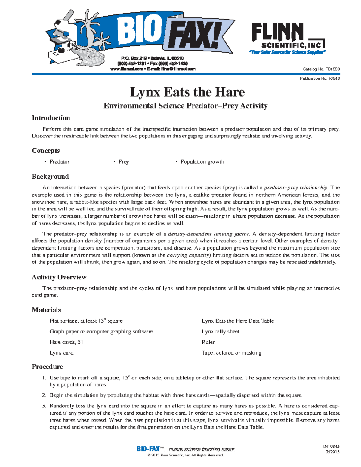 Lynx Eats the Hare - Hands on lab investigating predator prey ...