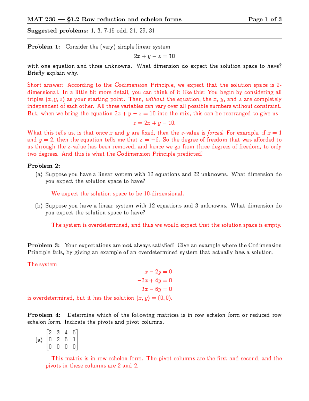 08-26 1.2 Row reduction and echelon forms, Solutions - MAT 230 — §1 Row ...