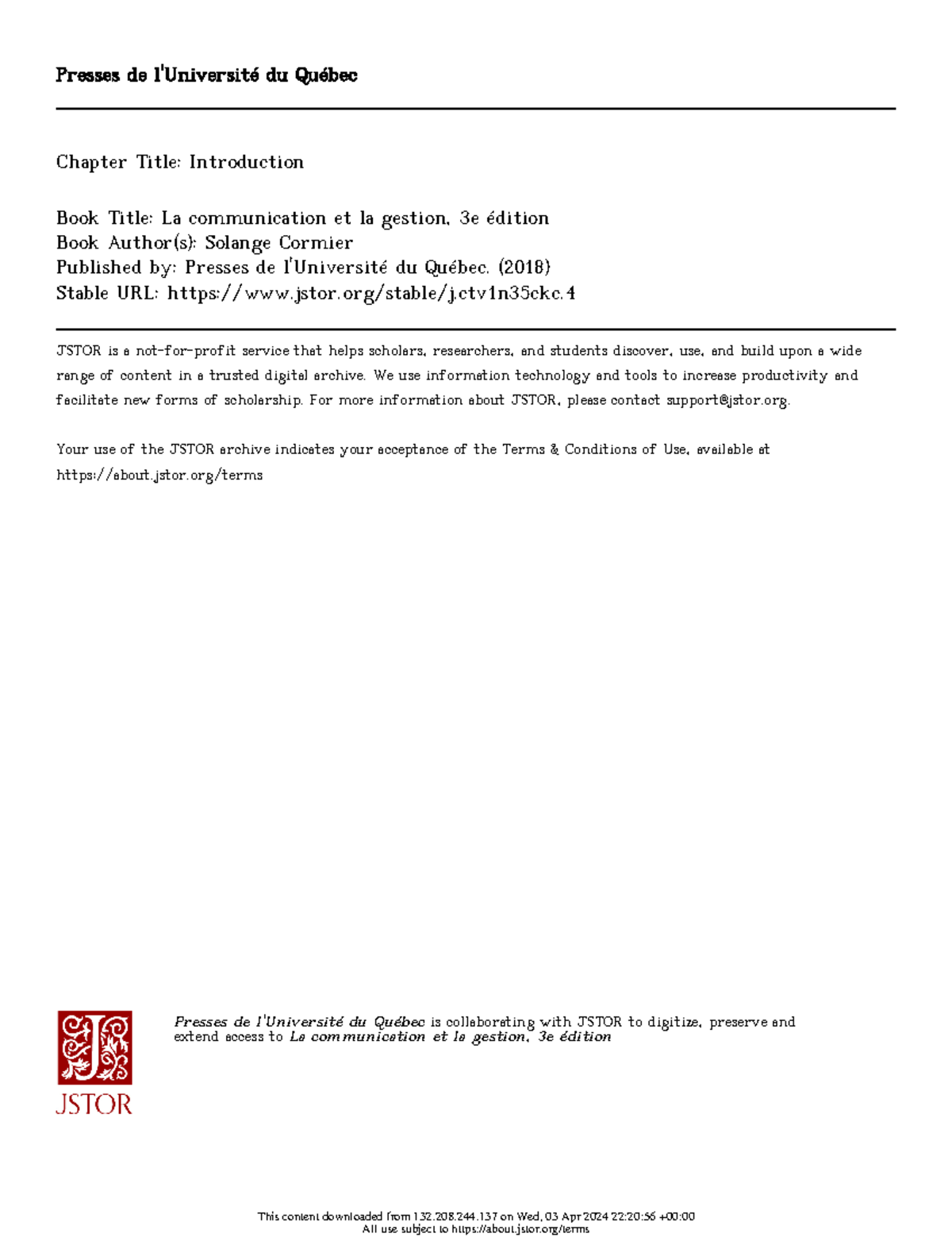 Chap 0 Introduction-2018 - Presses de l'Université du Québec Chapter Title: Introduction Book ...