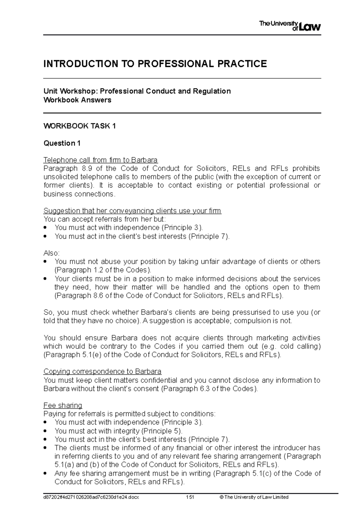 IPP Unit 7 Workbook Answers - INTRODUCTION TO PROFESSIONAL PRACTICE ...