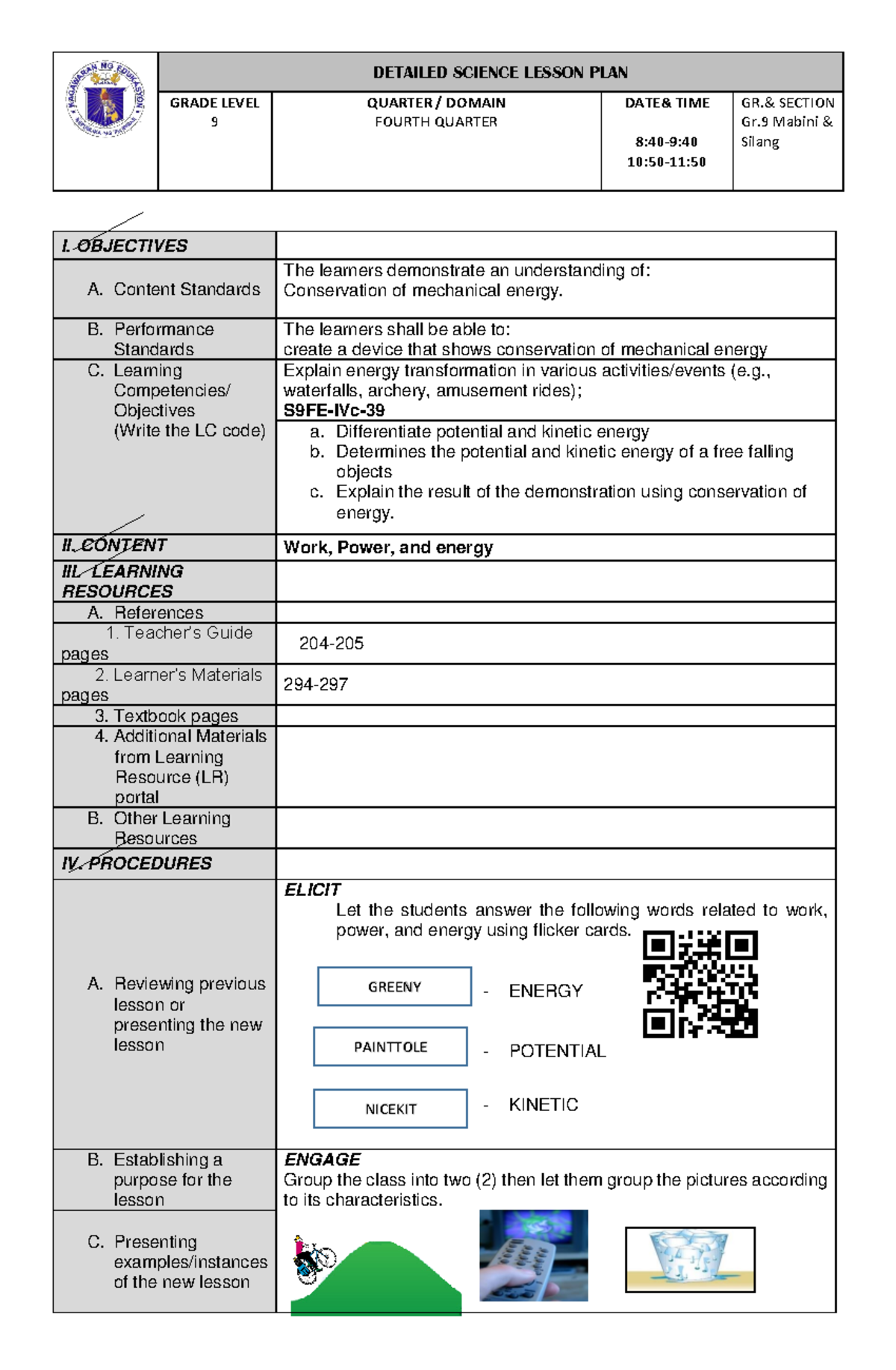 Pdfcoffee - Notes - DETAILED SCIENCE LESSON PLAN GRADE LEVEL 9 QUARTER ...