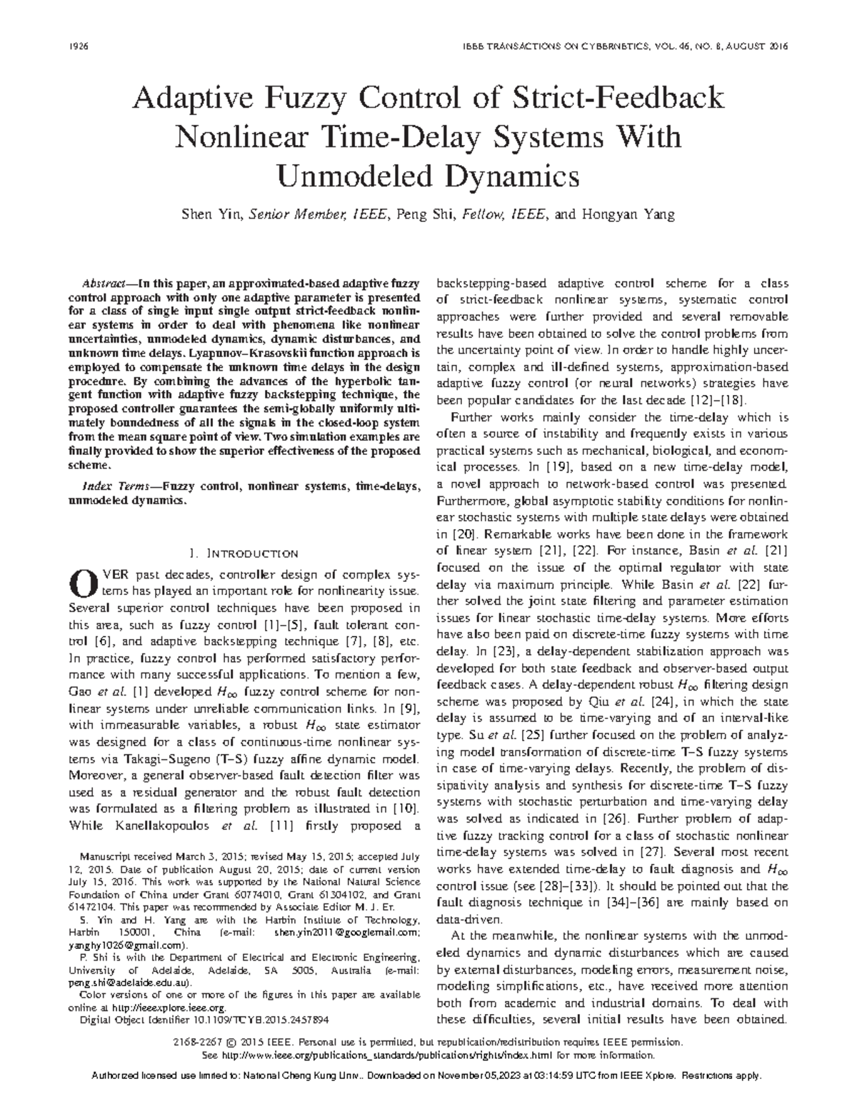 Adaptive Fuzzy Control Of Strict Feedback Nonlinear Time Delay Systems