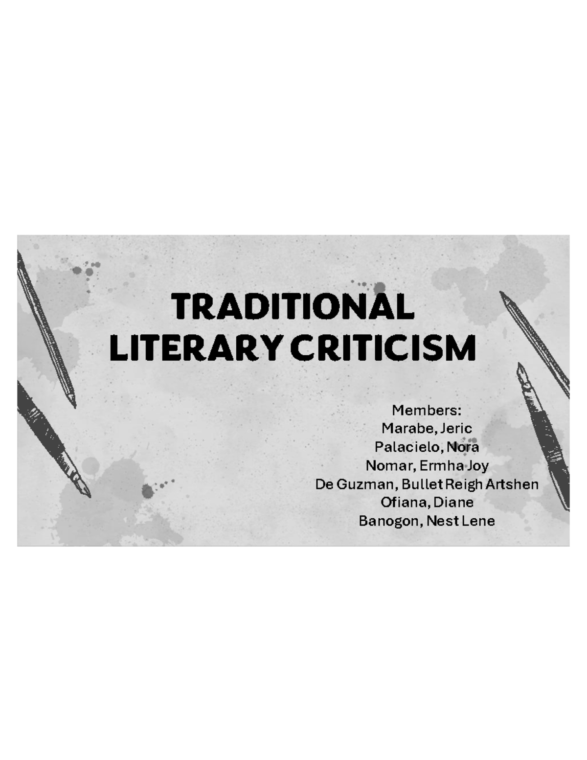 Traditional Criticism that will help you know how to critique using ...