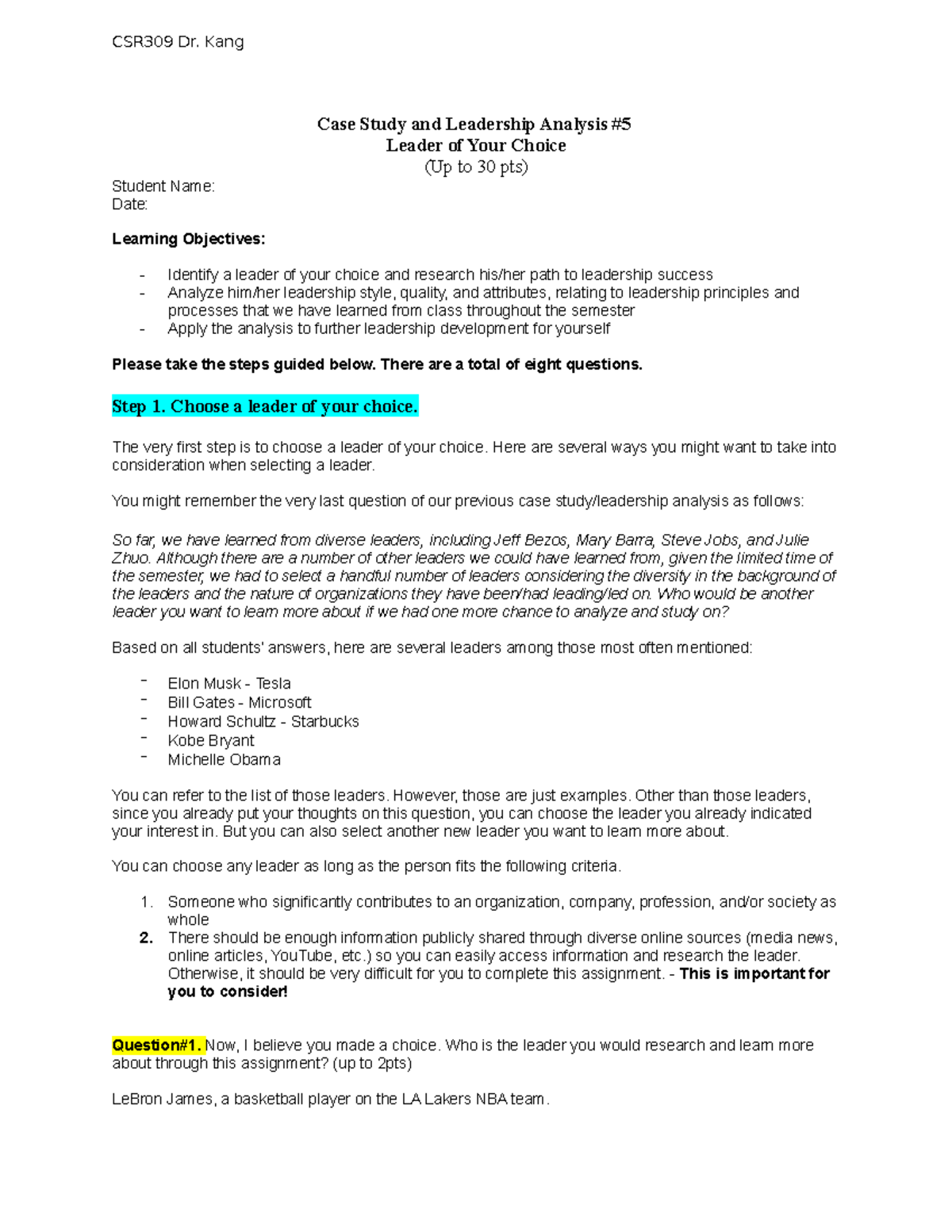 Case Study and Leadership Analysis 5-2 - Case Study and Leadership ...
