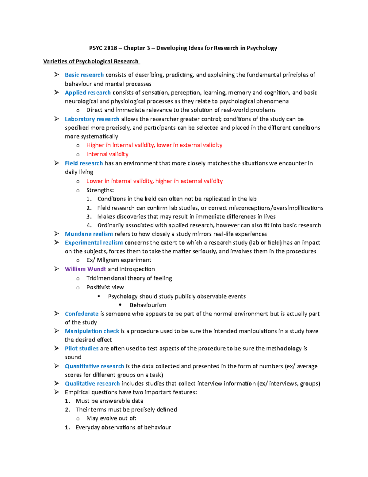 PSYC 2018 – Chapter 3 – Developing Ideas for Research in Psychology - PSYC 2018 – Chapter 3 ...