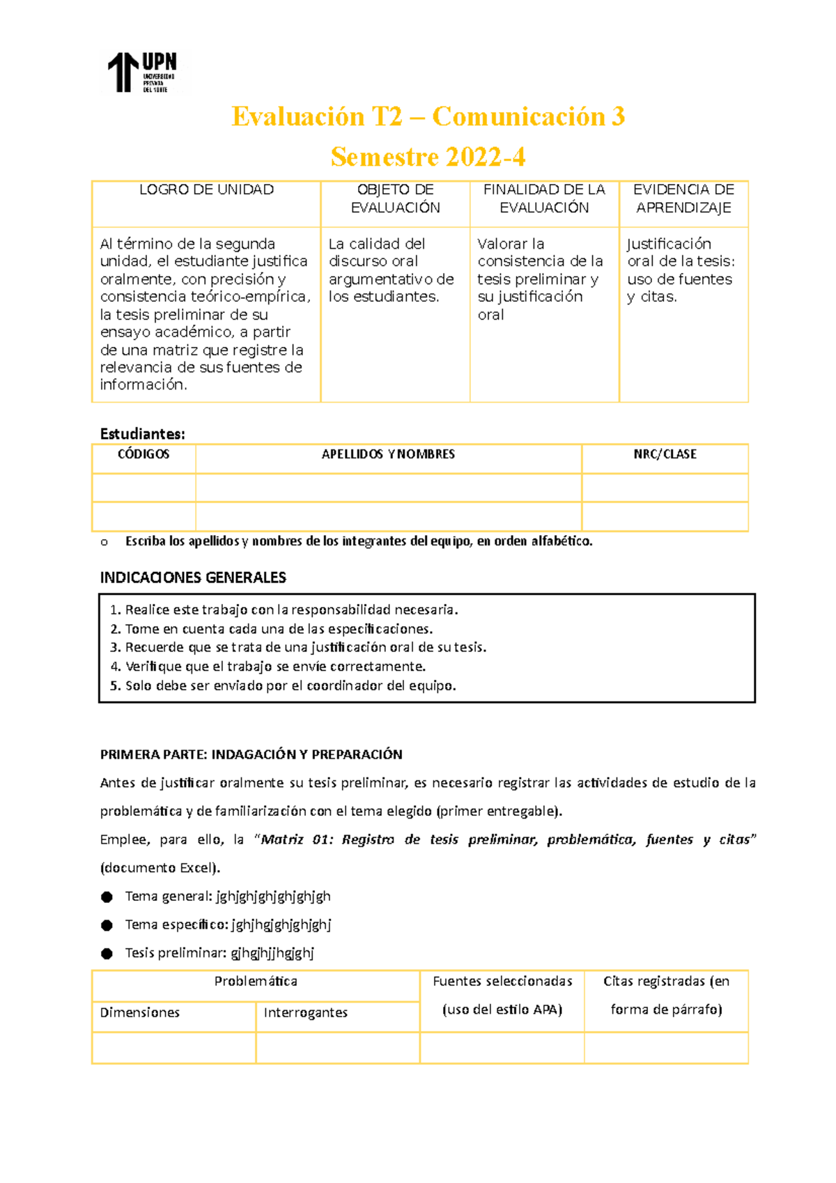 T2 Comunicación 3 WA (2) - Evaluación T2 – Comunicación 3 Semestre 2022- LOGRO DE UNIDAD OBJETO ...