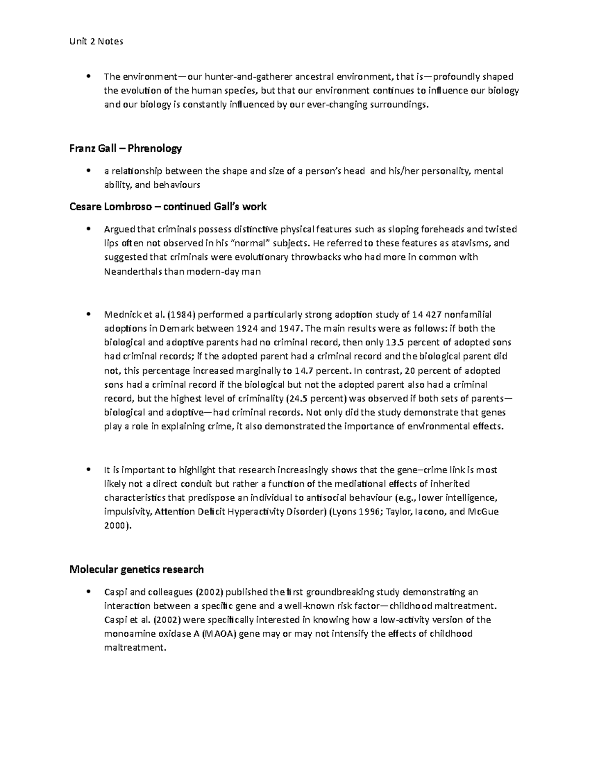 Unit 2 - Notes - The environment—our hunter-and-gatherer ancestral ...