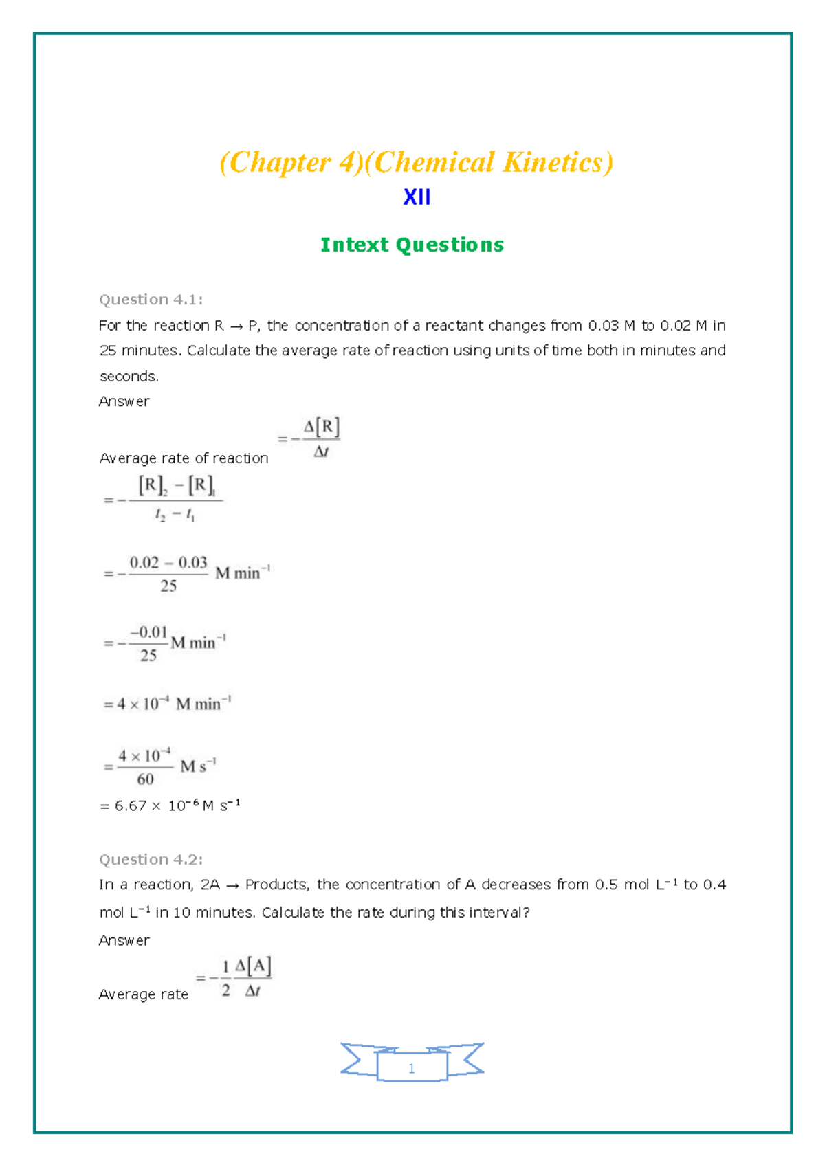 Ncert Solutions Class 12 Chemistry Chapter 4 Chemical Kinetics - ncertbooksolutions (Chapter ...