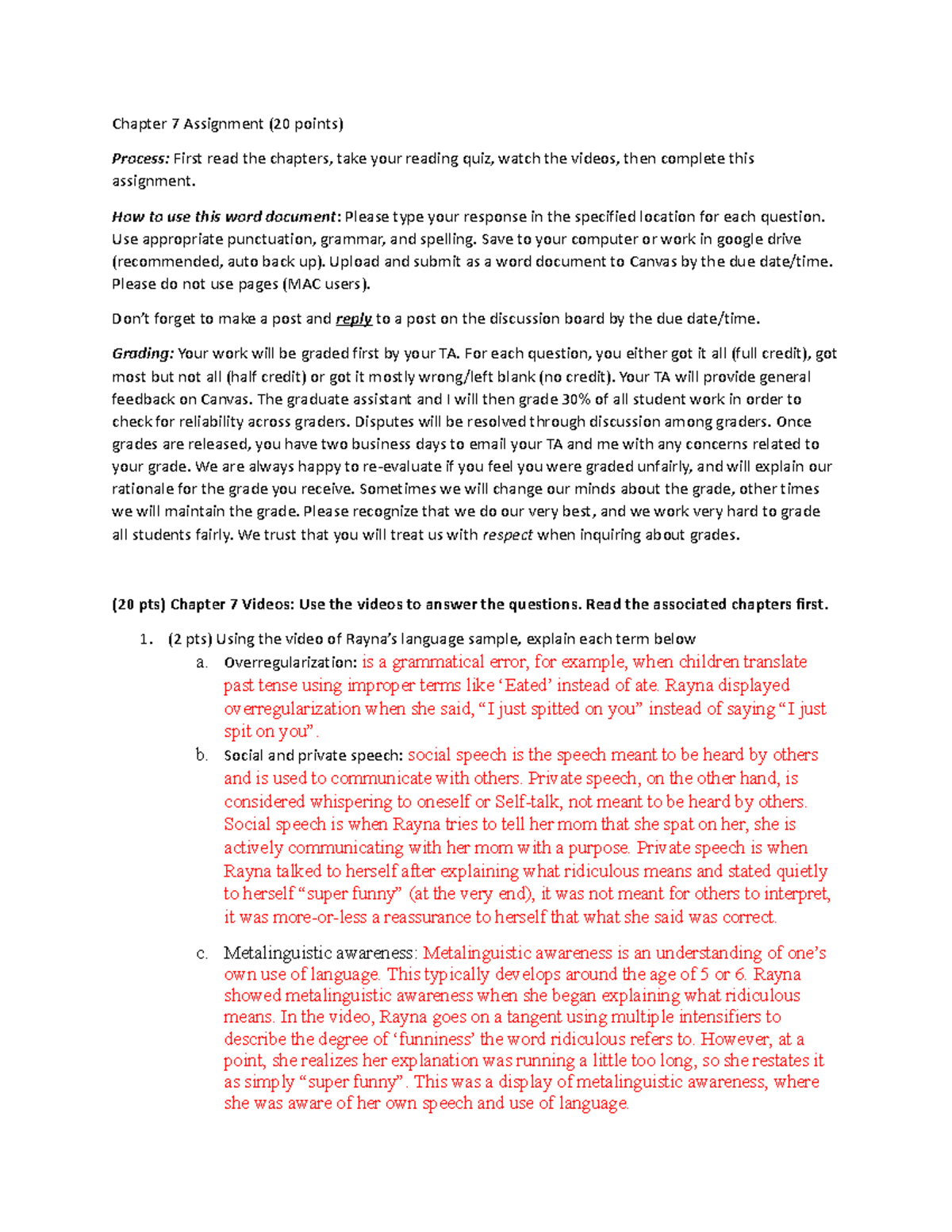 Chapter 7 assignment-20 pts - Chapter 7 Assignment (20 points) Process ...