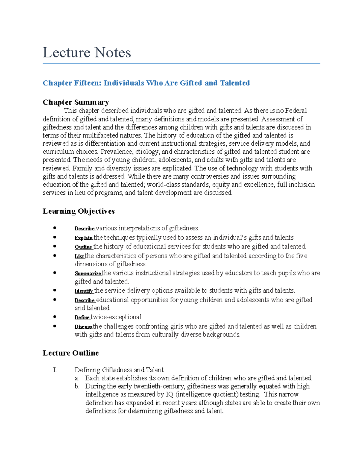 Lecture Notes ch 15 - for test - Lecture Notes Chapter Fifteen ...