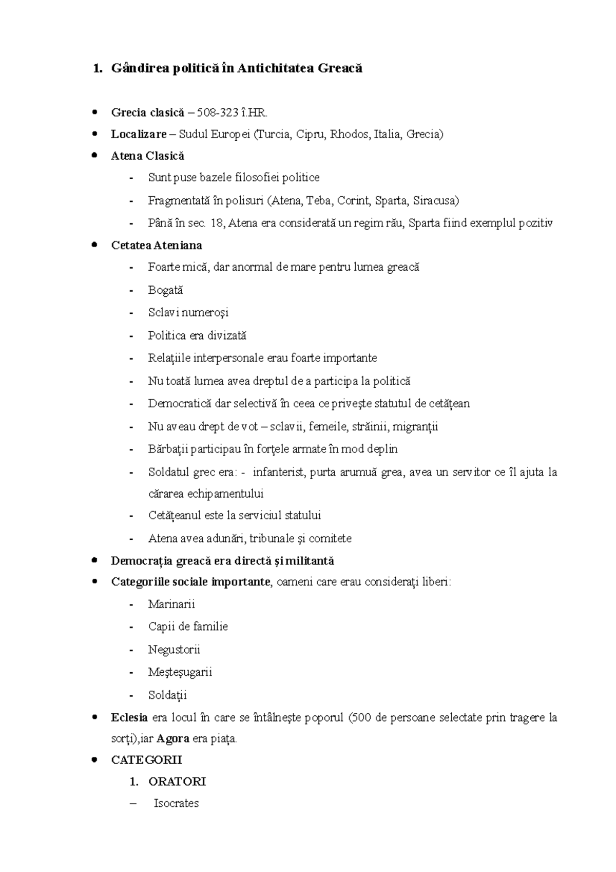 1. Ganidrea politica in Antichitatea Greaca - 1. Gândirea politică în ...