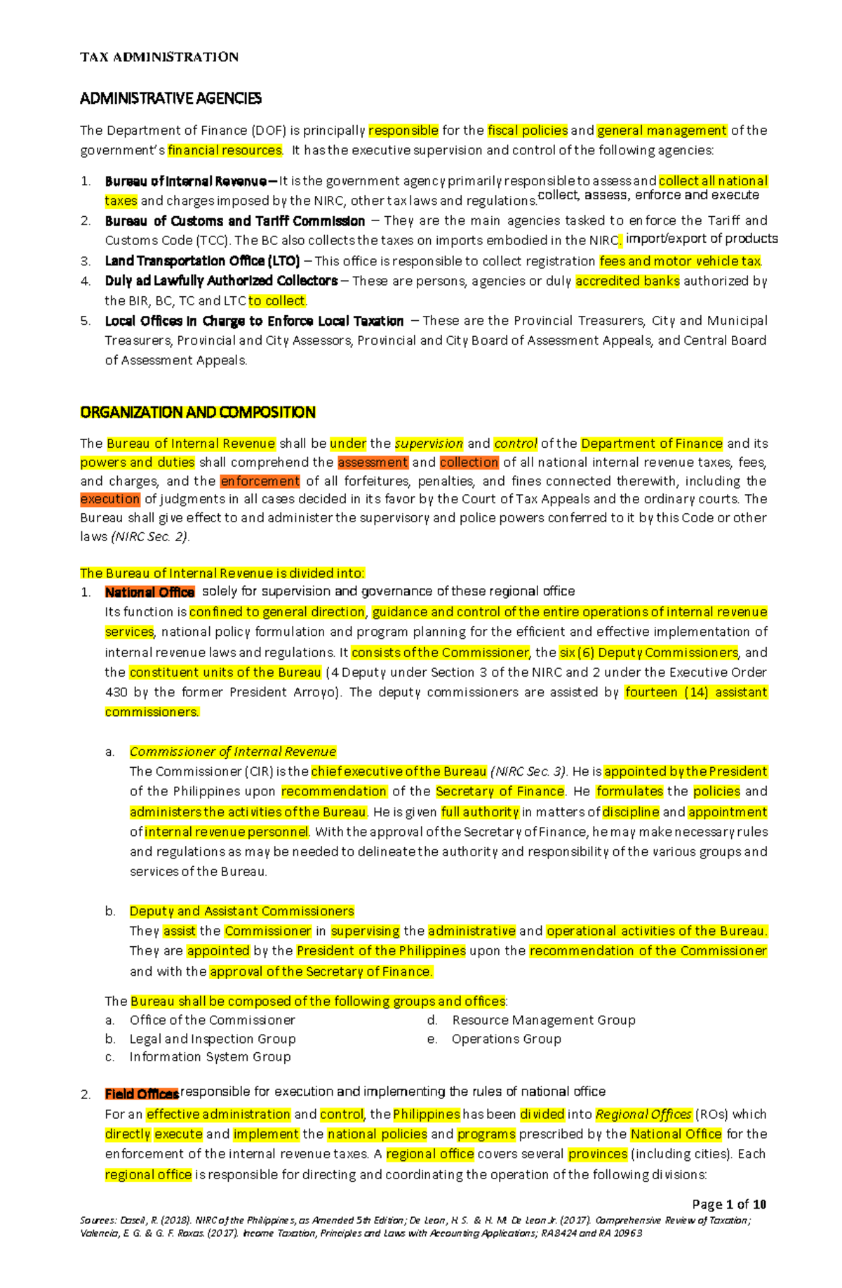 Topic 2 TAX Administration (income taxation) - Page 1 of 10 Sources ...