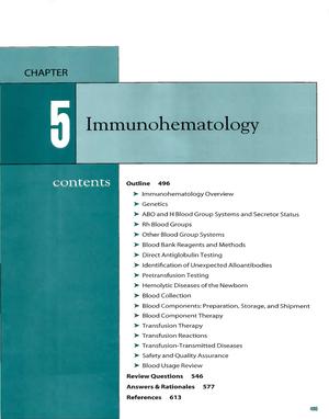 Chapter 05 - Immunohematology - CHAPTER Immunohematology Outline 496 ...