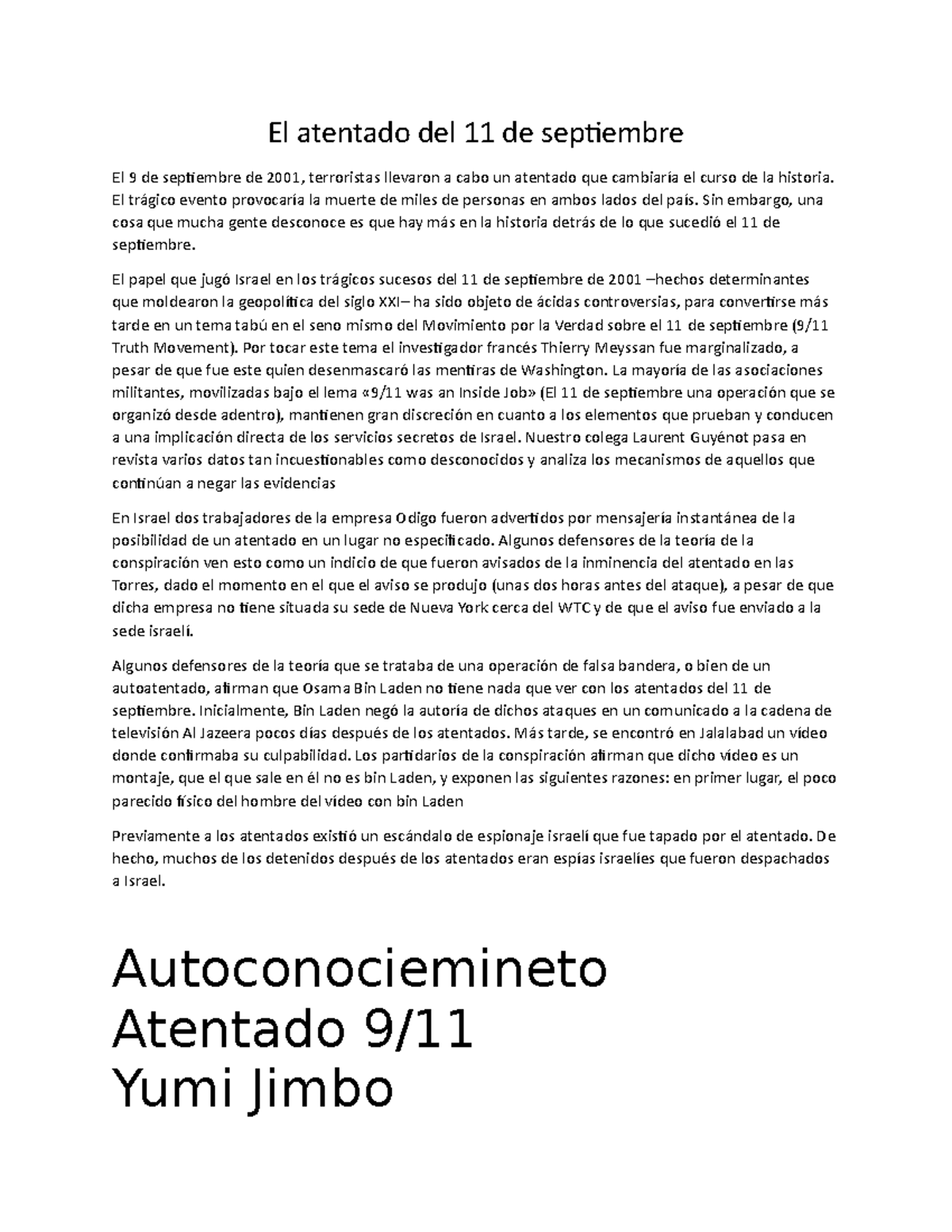 El atentado del 11 de septiembre SXASDMAD NADNAKDNAKFK - Clínica ...