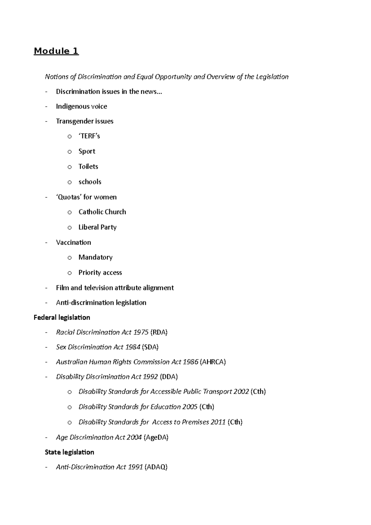 Discrimination Law - .... - Module 1 Notions of Discrimination and ...