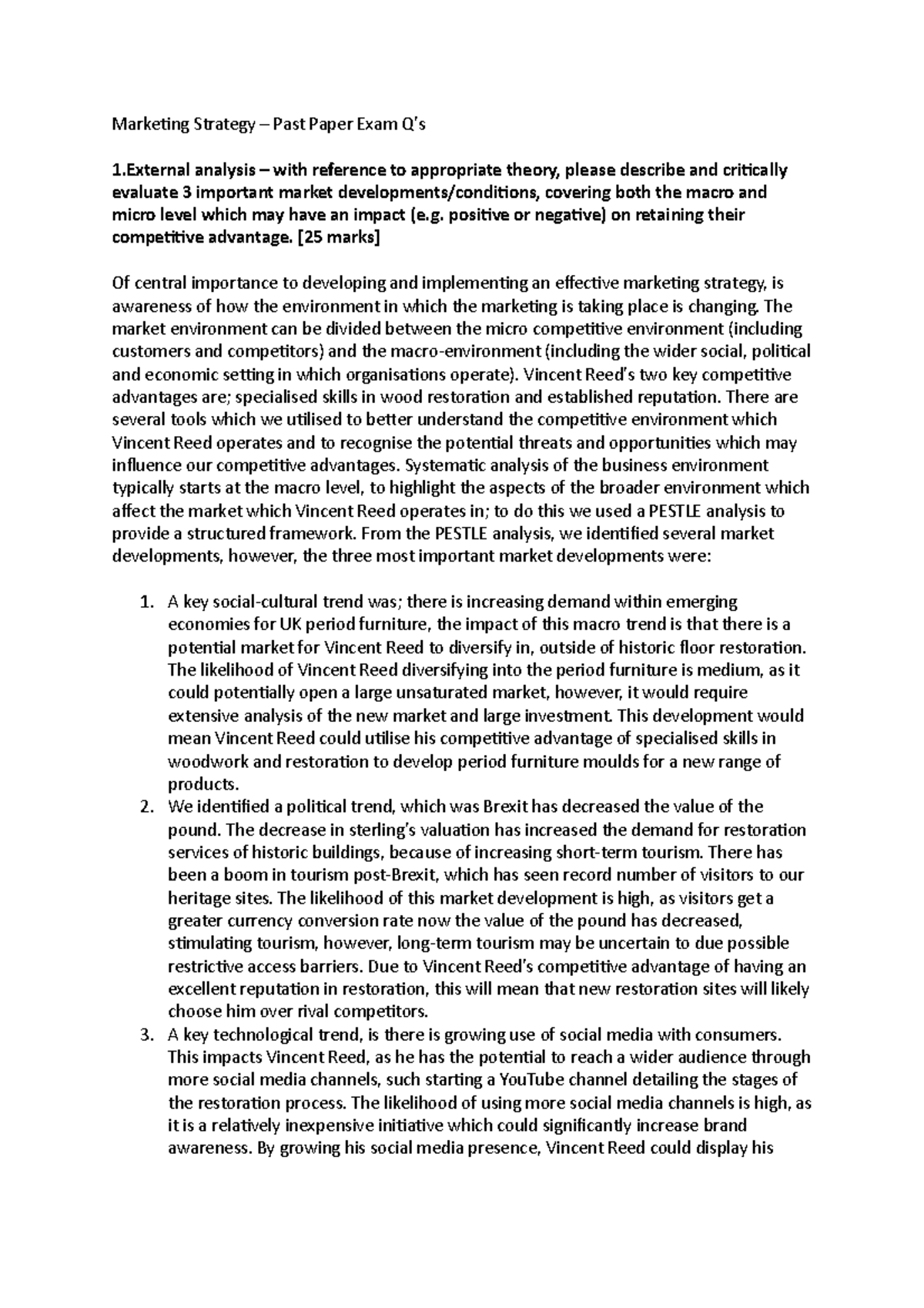 Marketing Strategy Past Exam Questions - Marketing Strategy – Past ...