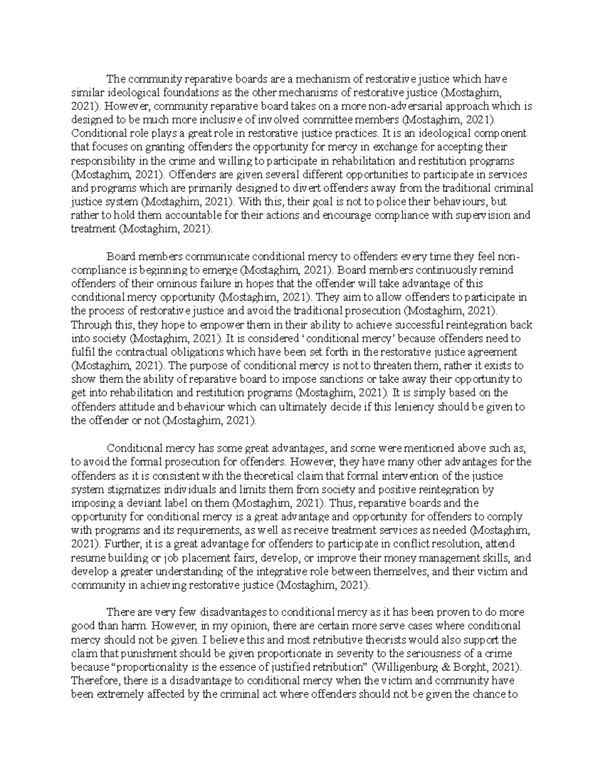 Reflection 8 RJ - The community reparative boards are a mechanism of ...