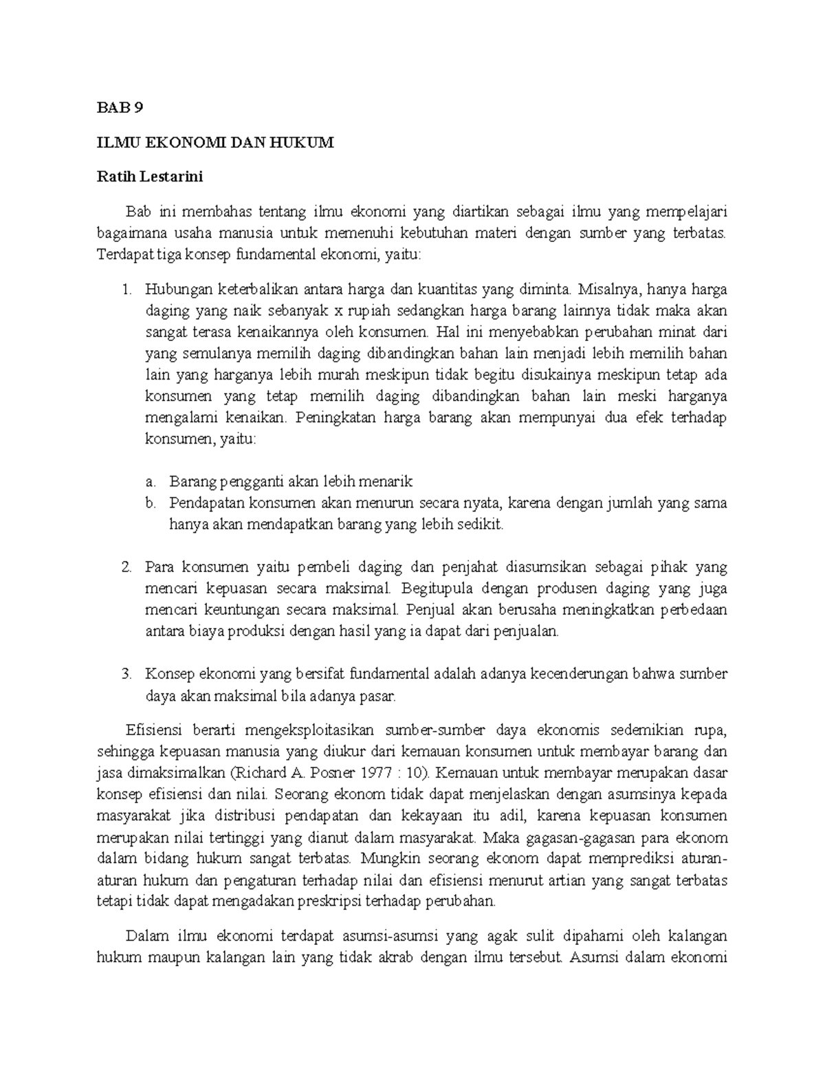 BAB 9-11 - Tugas Hukum Pariwisata 1 - BAB 9 ILMU EKONOMI DAN HUKUM ...