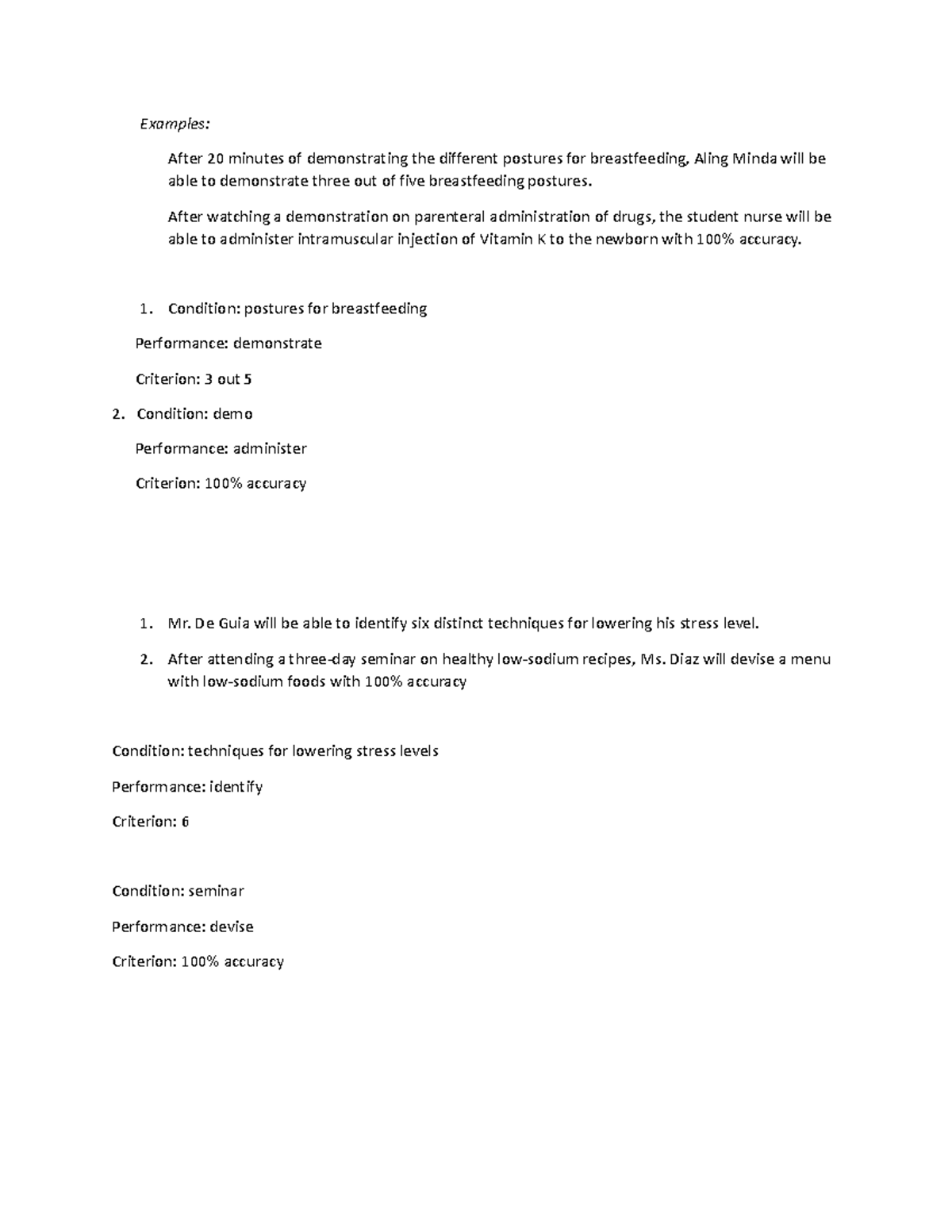 Strat ASS - lec assignment - Examples: After 20 minutes of ...