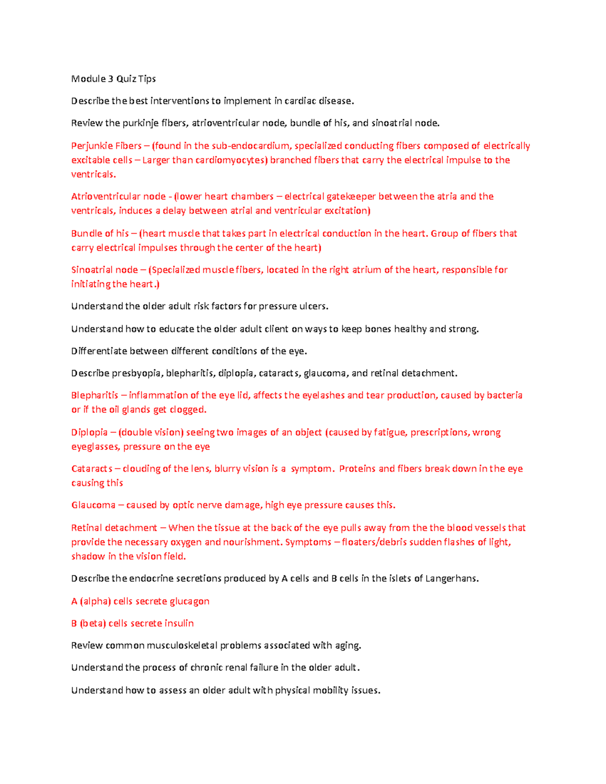 Mod 3 quiz notes - Module 3 Quiz Tips Describe the best interventions ...