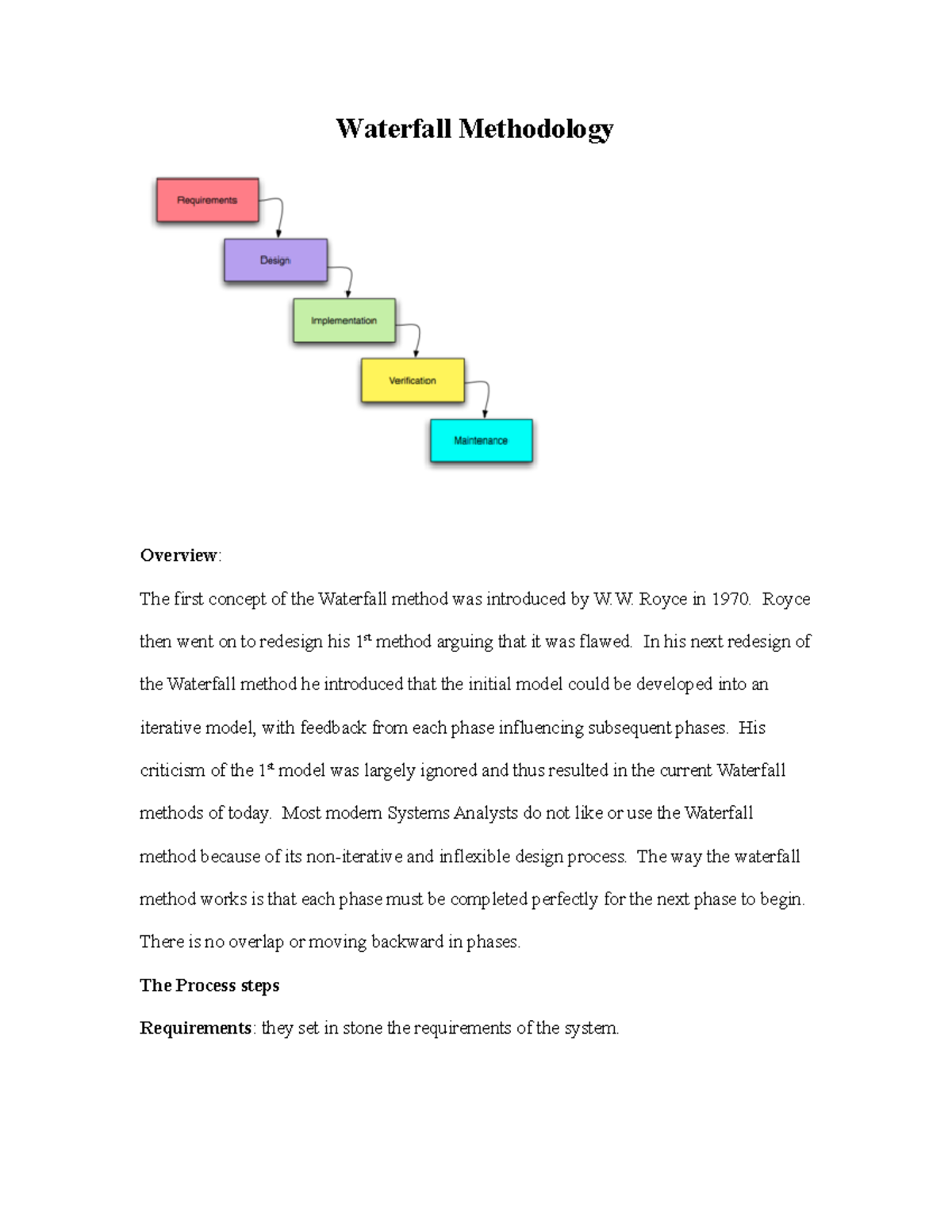 Methodology Info - Lecture notes 1-9 - Waterfall Methodology Overview ...