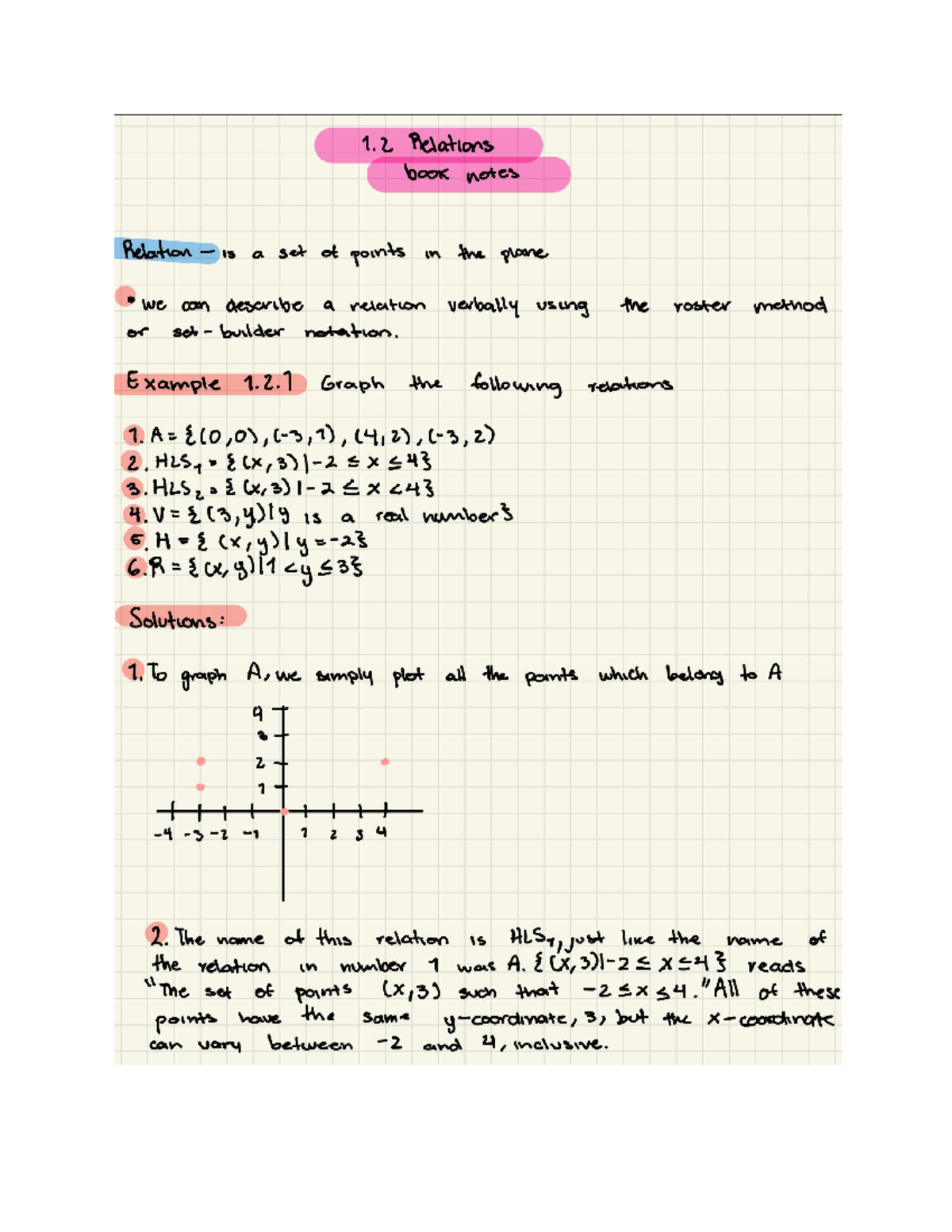 College Algebra Notes, Definitions 1.2 Relations - MATH 121G - Studocu