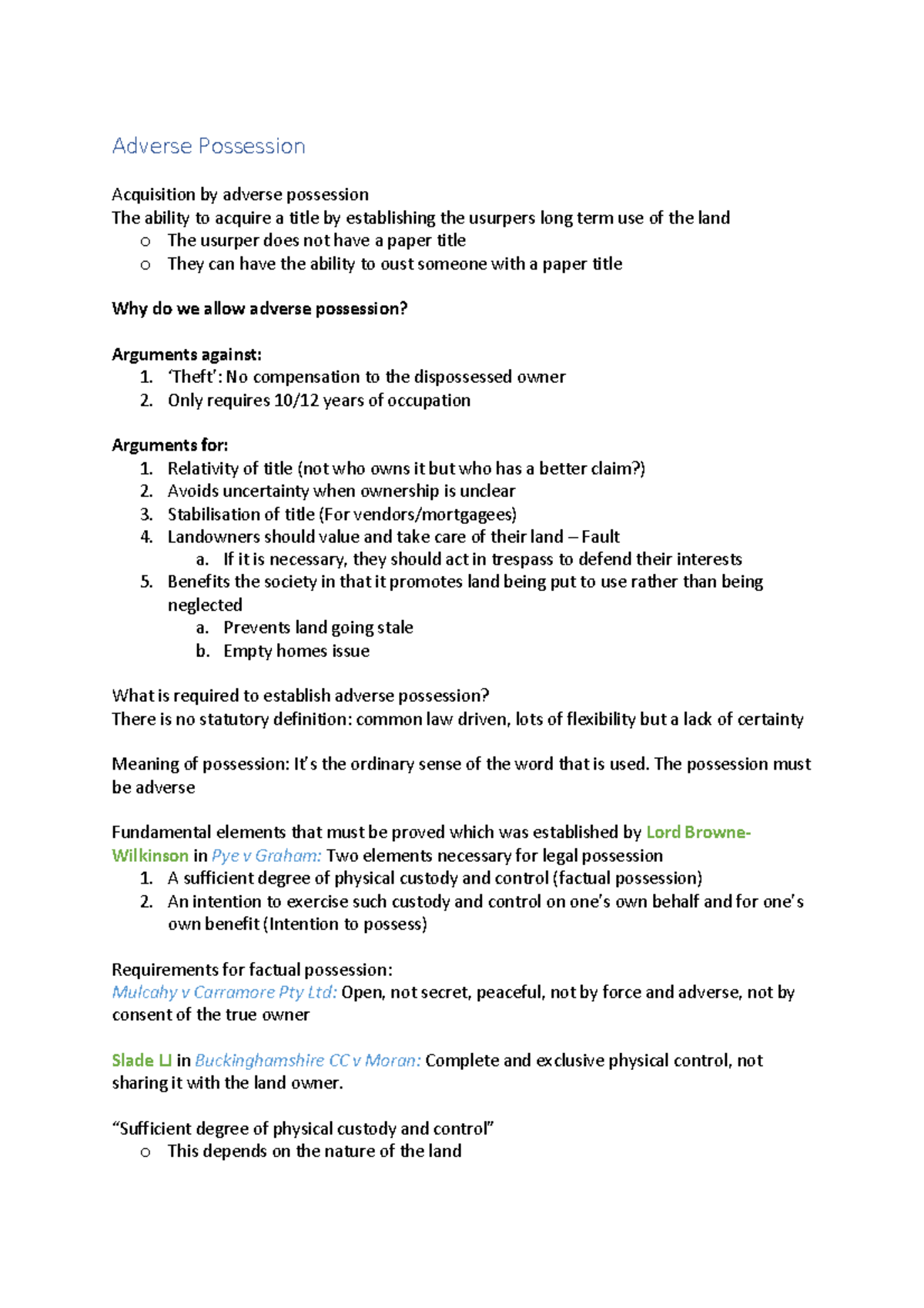 Adverse Possession - Adverse Possession Acquisition by adverse ...