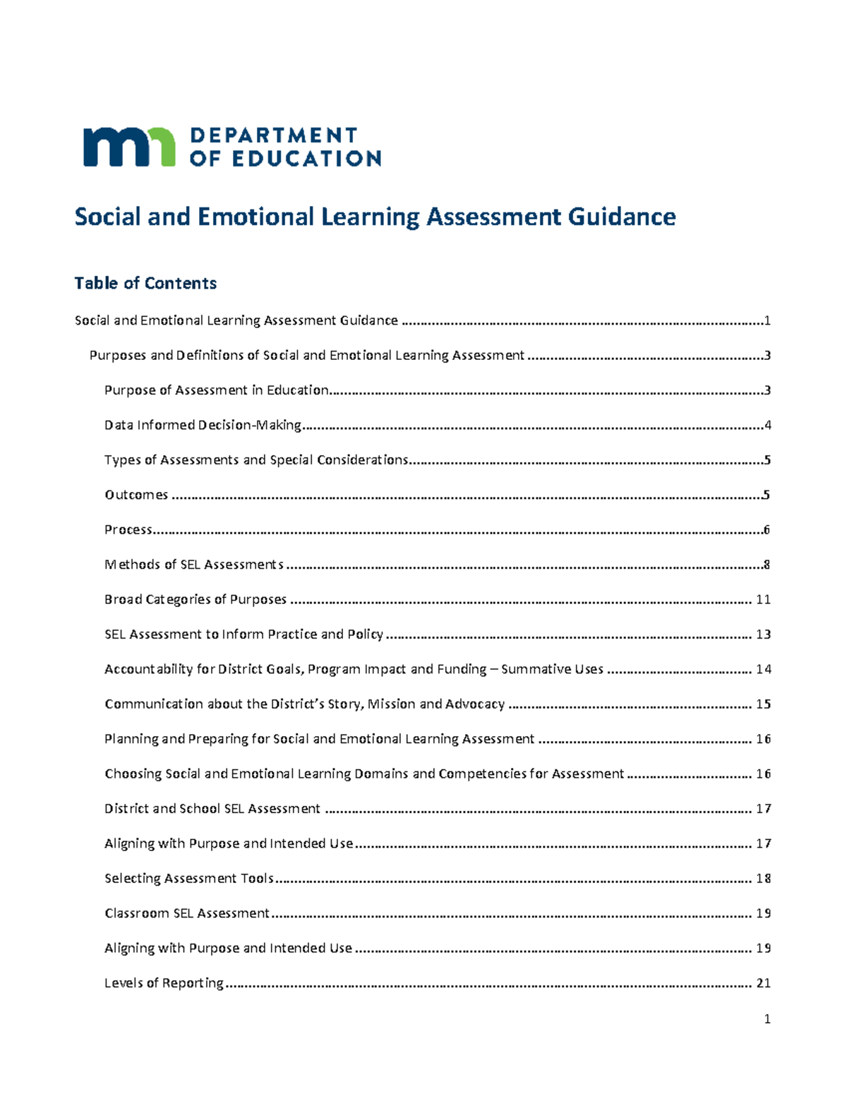 Social and Emotional Learning Assessment Guidance - - Studocu