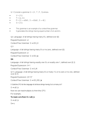 CFG CNF Derivation Practice Problems - Q 1 a grammar G = (V , T , P , S ...