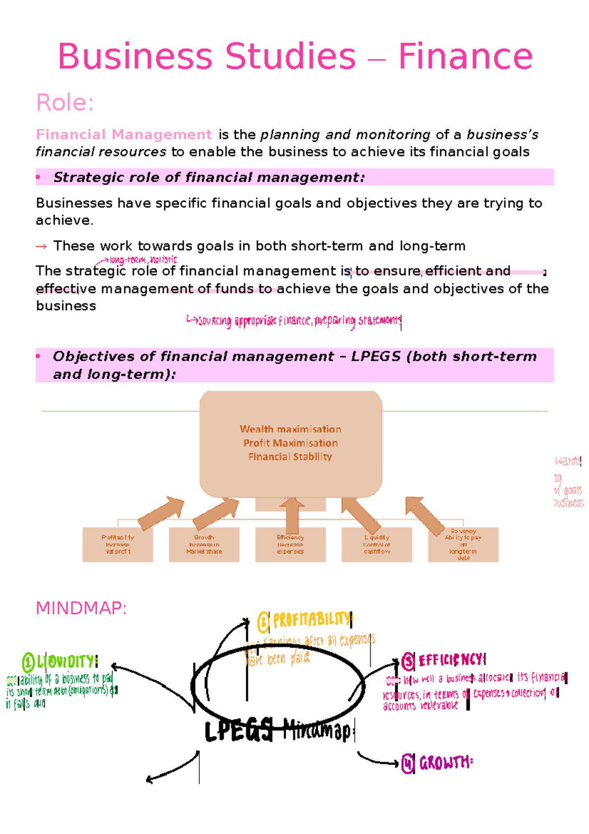 Finance Notes - Business Studies – Finance Role: Financial Management ...
