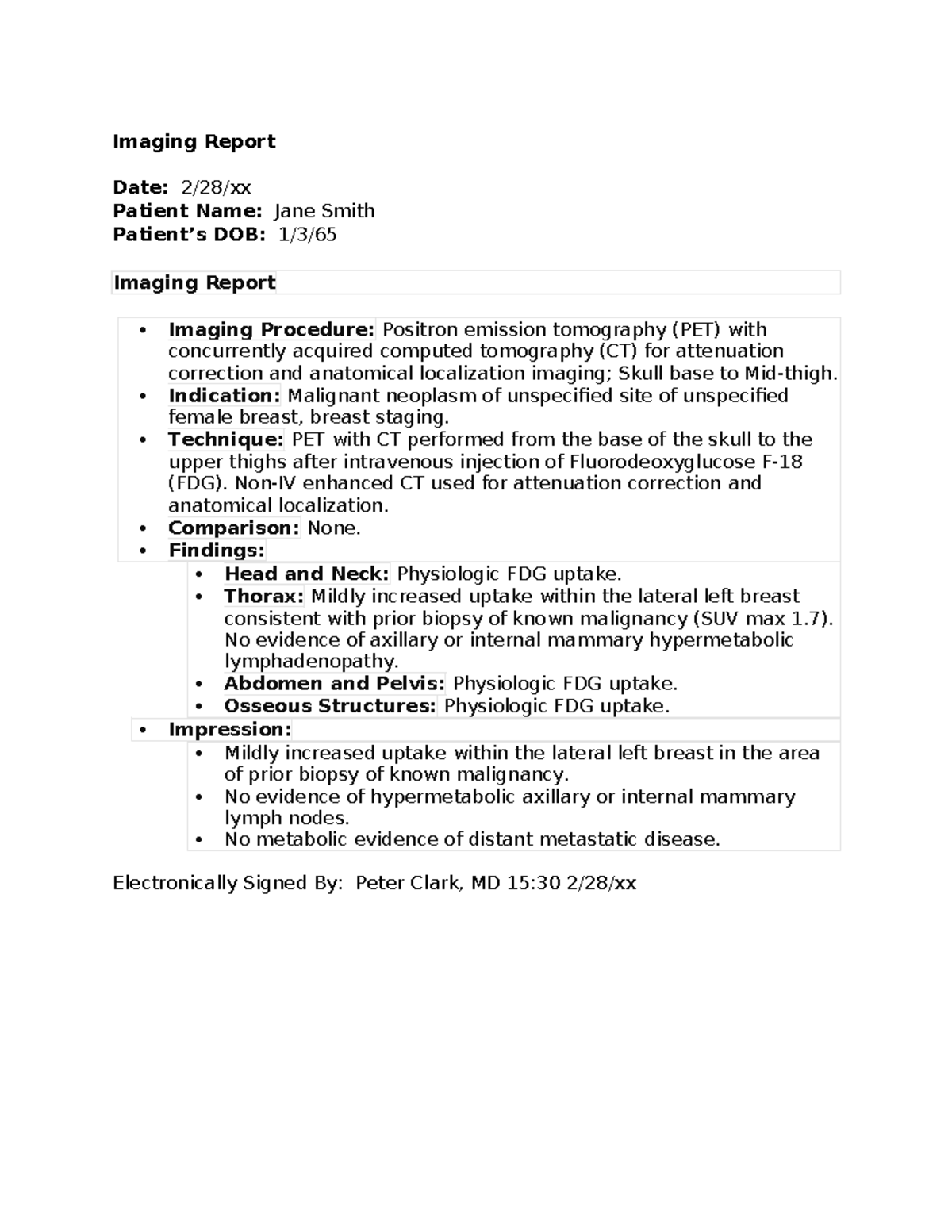 MCCG146 - Portfolio Project Imaging Report - Imaging Report Date: 2/28 ...