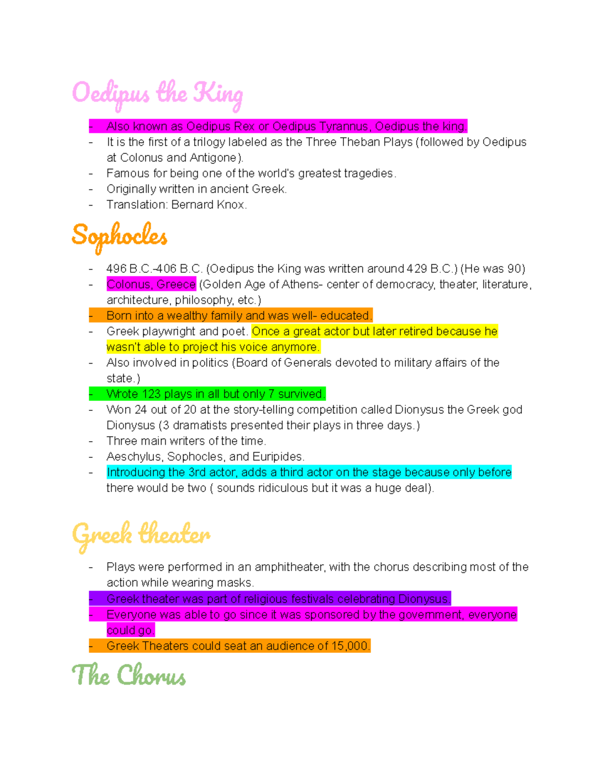 Oedipus the king notes - Oedipu th Kin - Also known as Oedipus Rex or ...