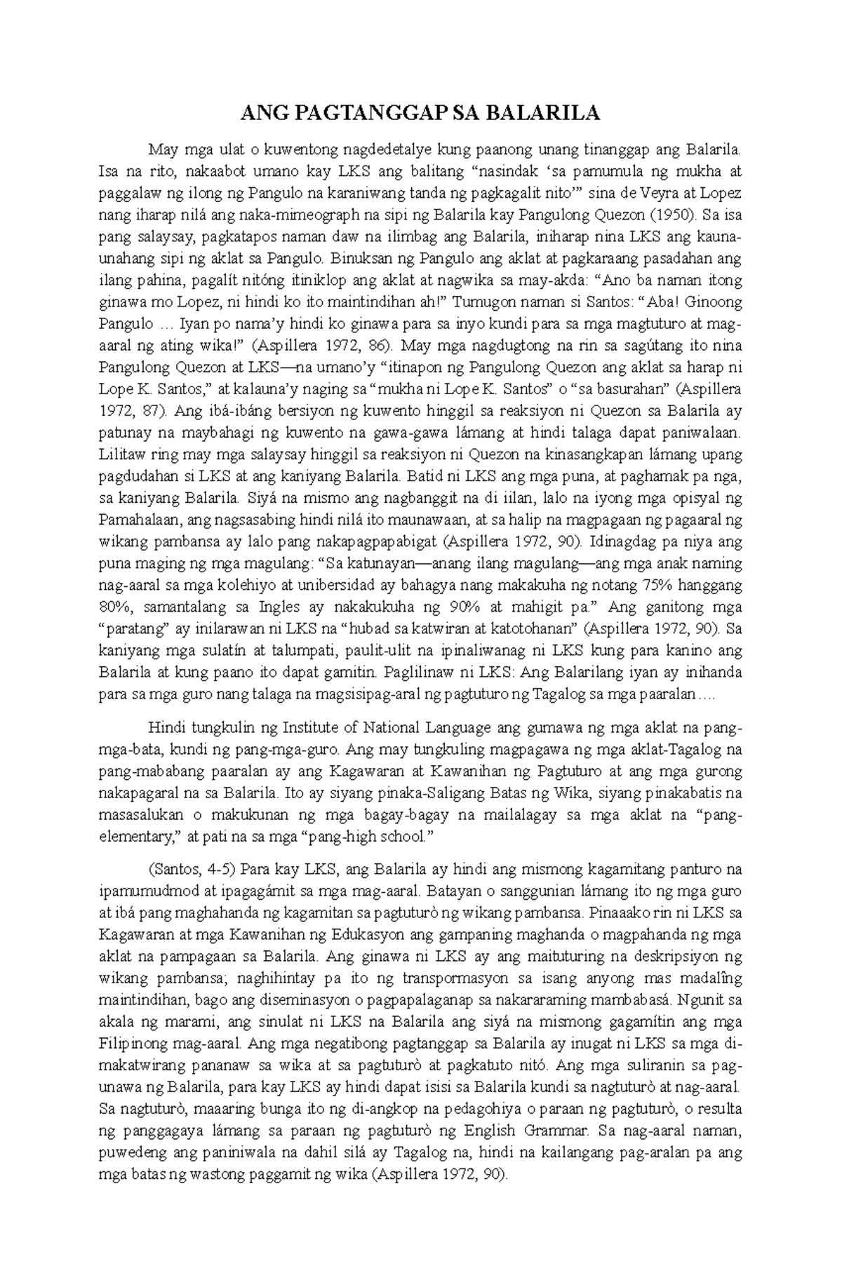 ANG Pagtanggap SA Balarila - ANG PAGTANGGAP SA BALARILA May mga ulat o ...