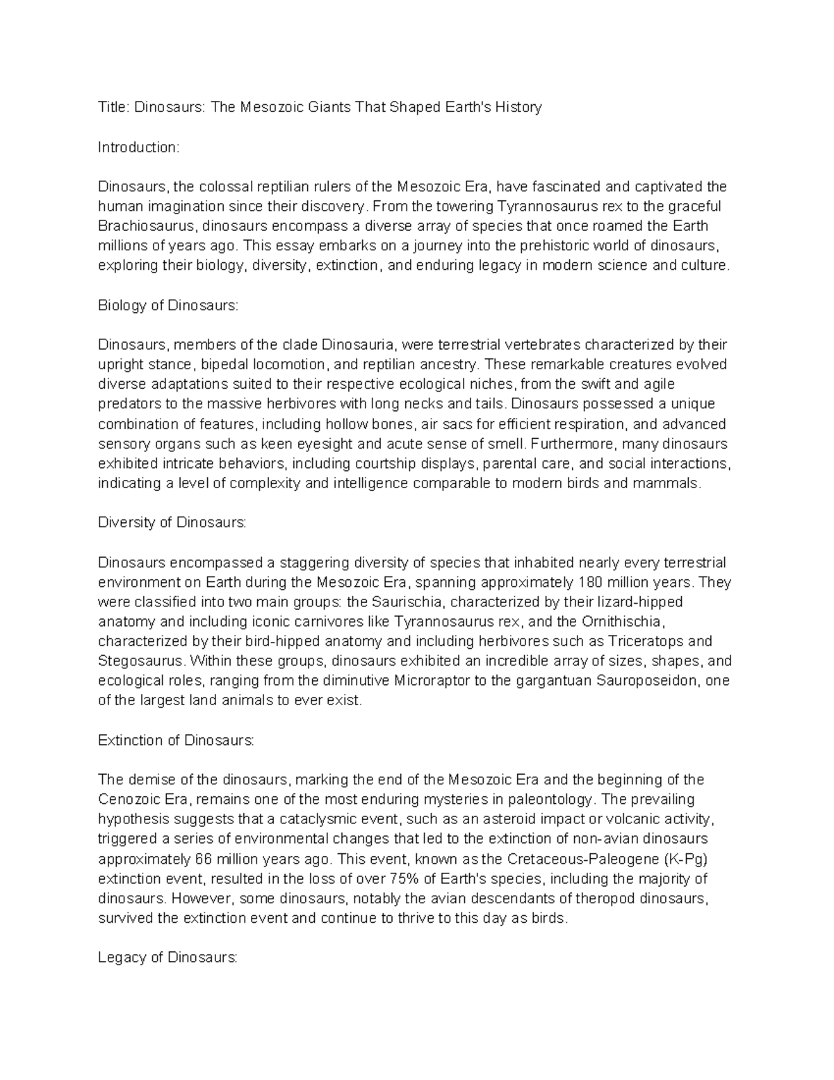 Title Dinosaurs The Mesozoic Giants That Shaped Earth's History - Title ...