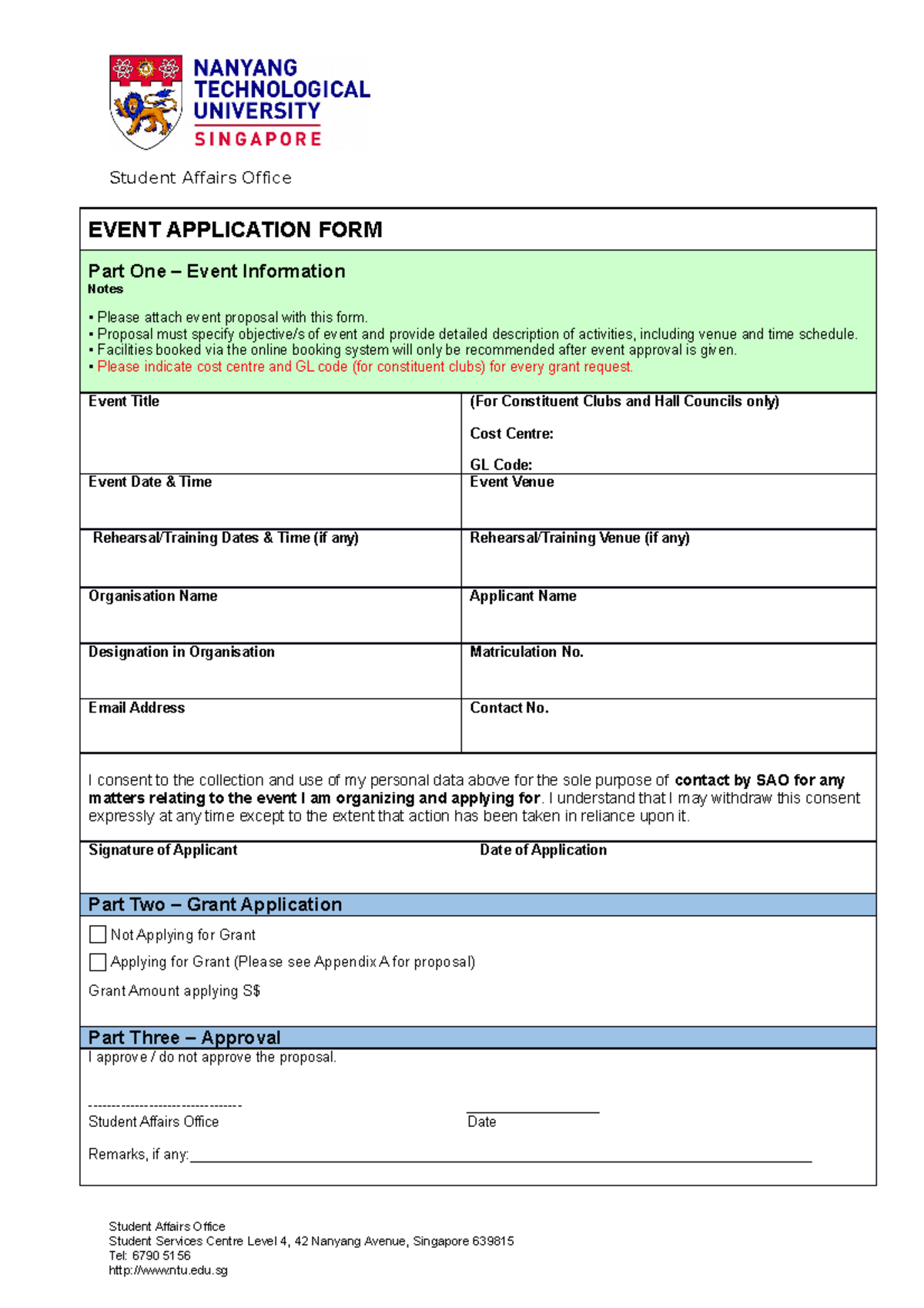 SAO Event Application Form - Student Affairs Office EVENT APPLICATION ...