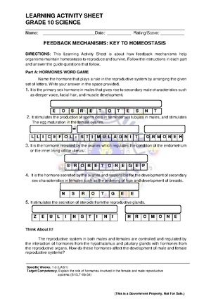 Science-Reviewer-3rd-Quarter For Grade 10 Biology TOAZ - Science - Studocu
