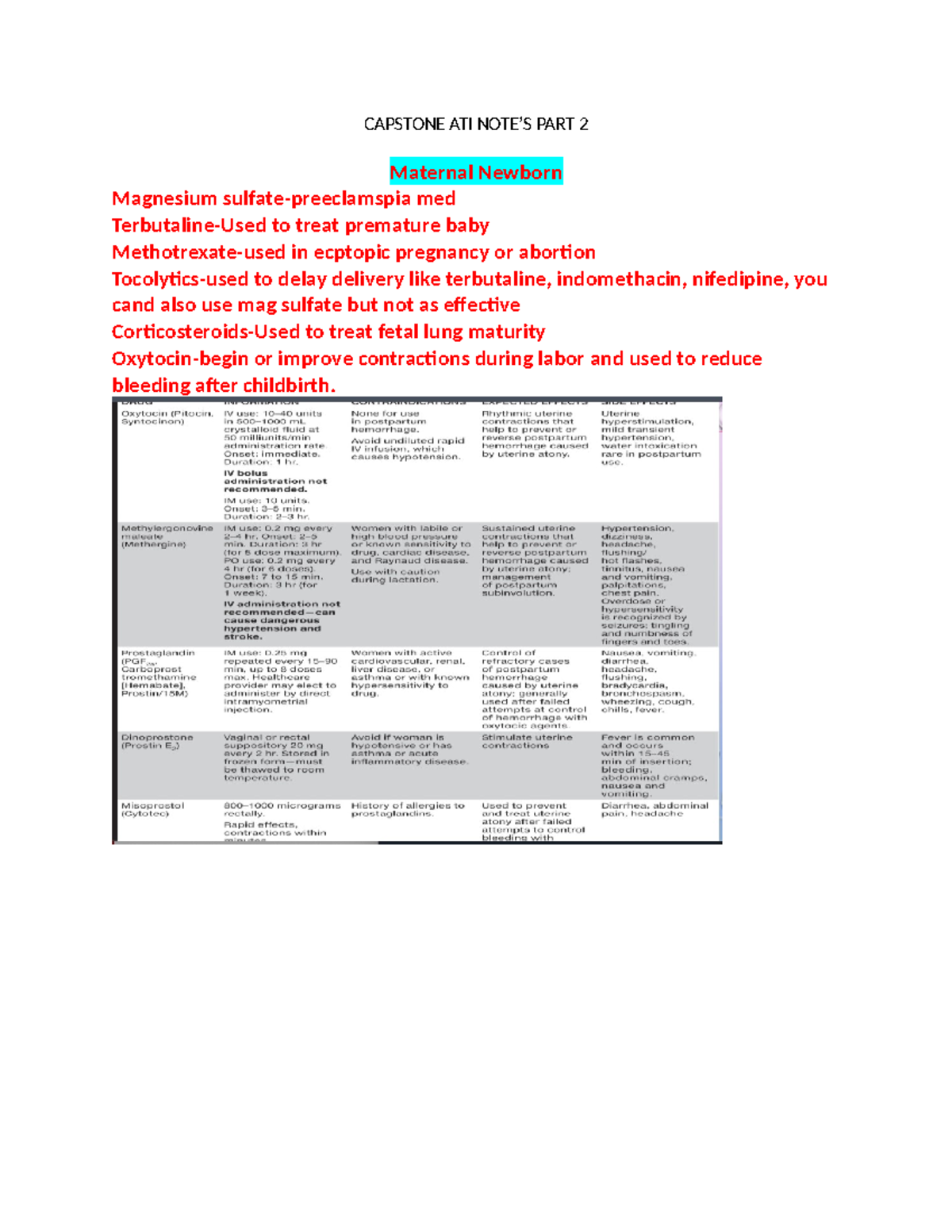 Capstone ATI Notes PT - Info on hw must do - CAPSTONE ATI NOTE’S PART 2 ...