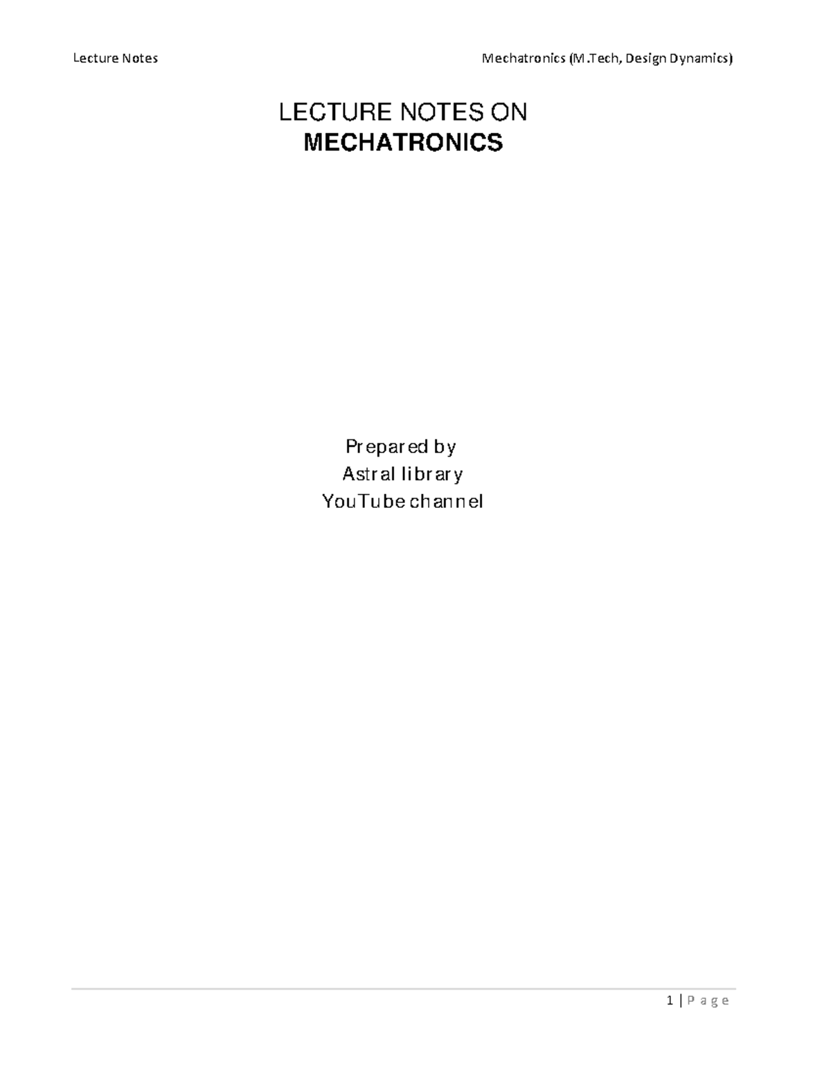 1613721498767 - Lecture notes of mechanical - Mechatronics (M, Design ...