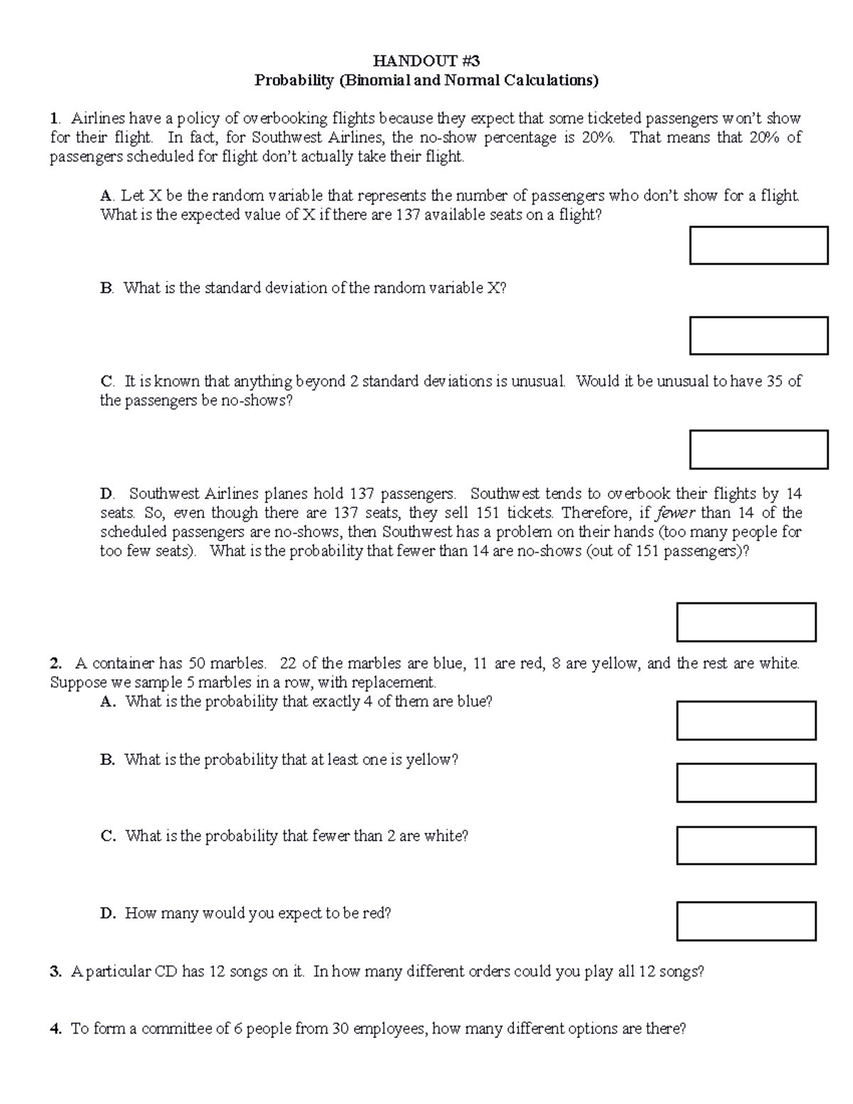 Binomialnormalprobs - practice - HANDOUT Probability (Binomial and ...