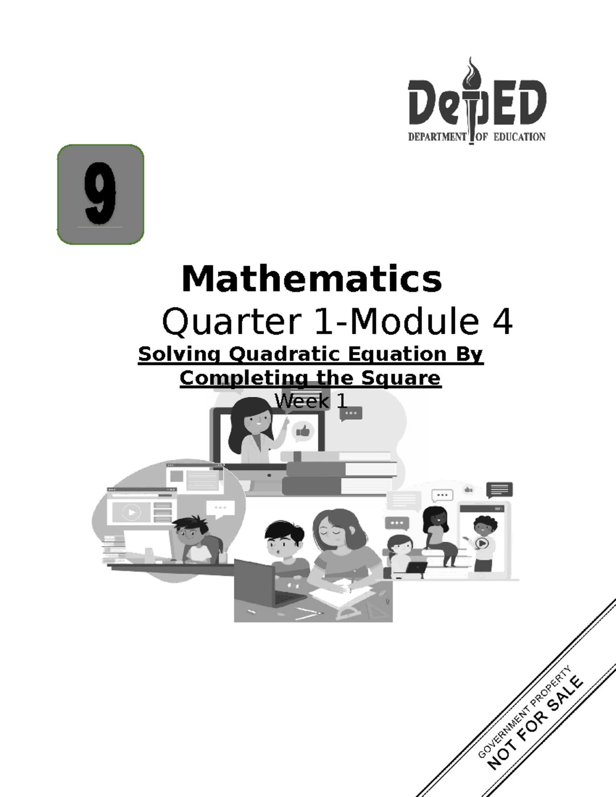 Math9 Quarter 1 Module 4 Final V3 1 Mathematics Quarter 1 Module 4 Solving Quadratic Equation