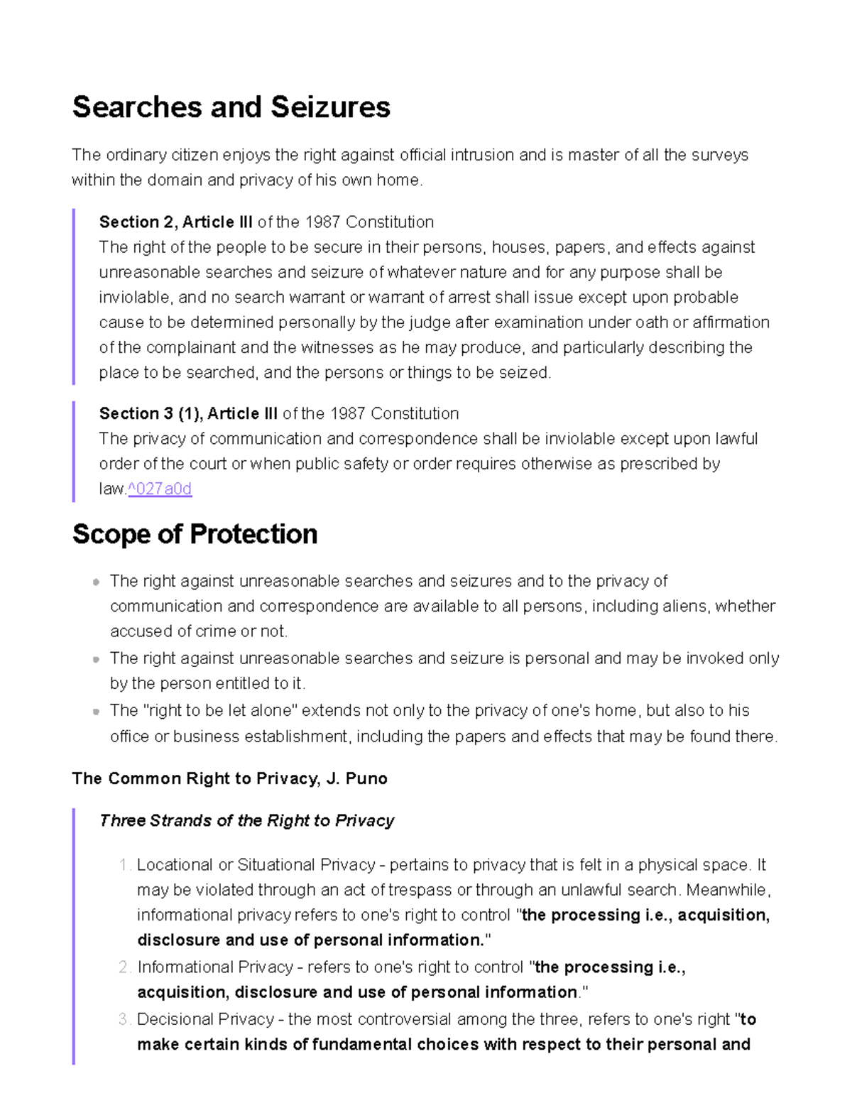 Constitutional Law 2 - Search and Seizure - Searches and Seizures The ...