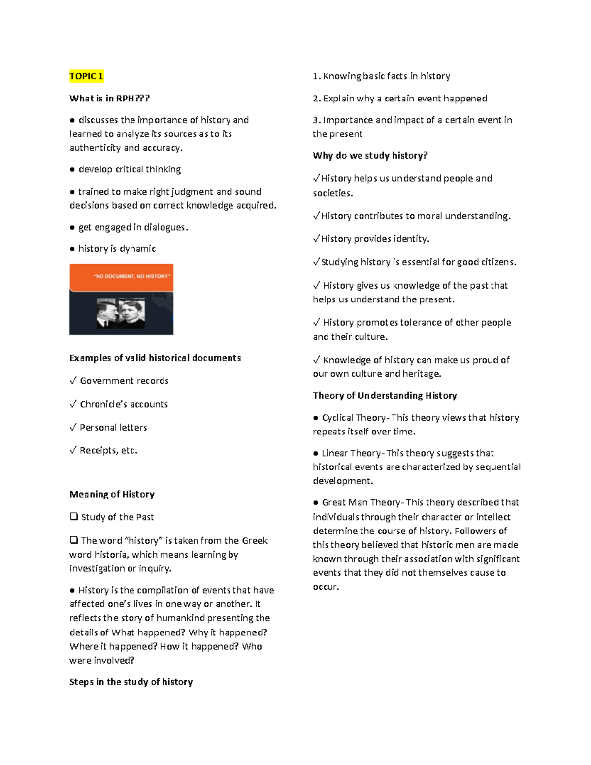 RPH Topic 1-3 - PHILIPPINE HISTORY - TOPIC 1 What is in RPH ...