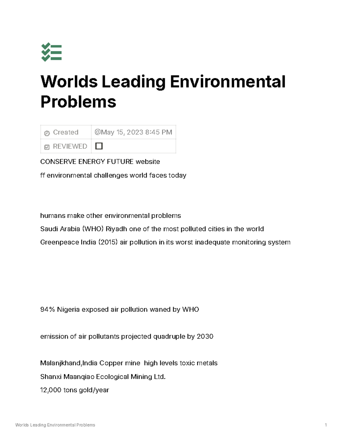 World leading prob - Summary Accountancy - Worlds Leading Environmental ...
