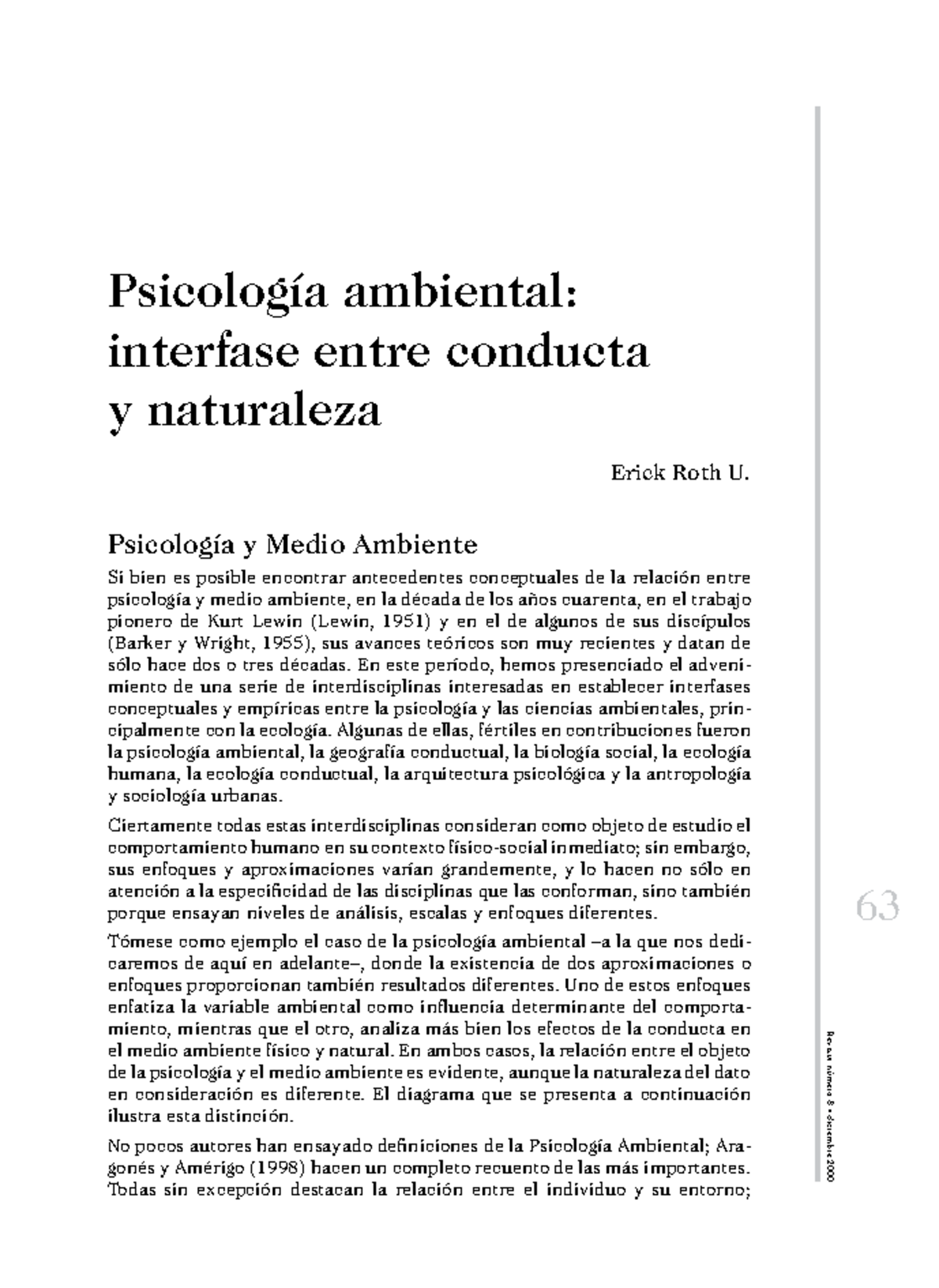 Psicologia ambiental paper - 63 Revista número 8 • diciembre 2000 ...